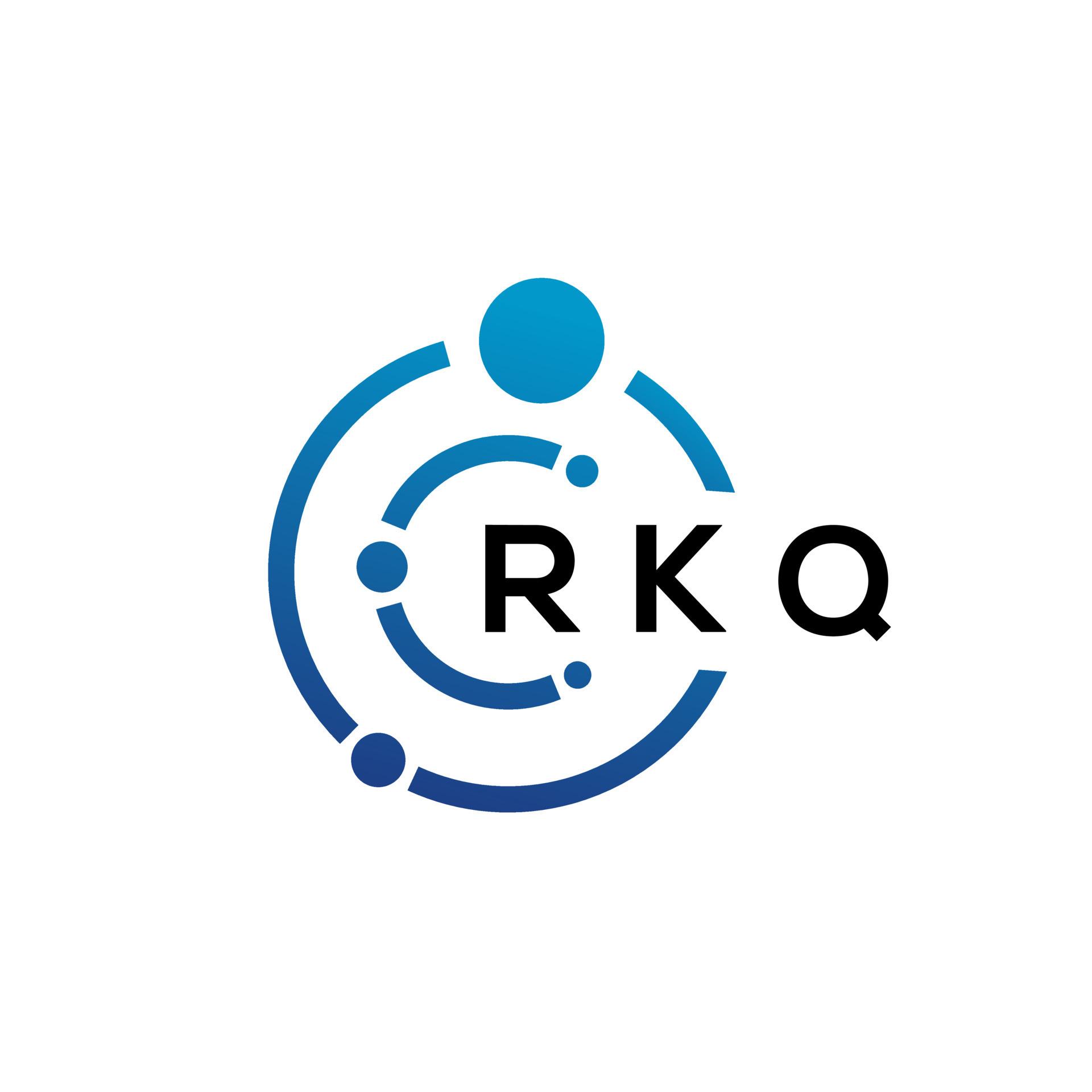 diseño de logotipo de tecnología de letras rkq sobre fondo blanco. rkq letras iniciales ...