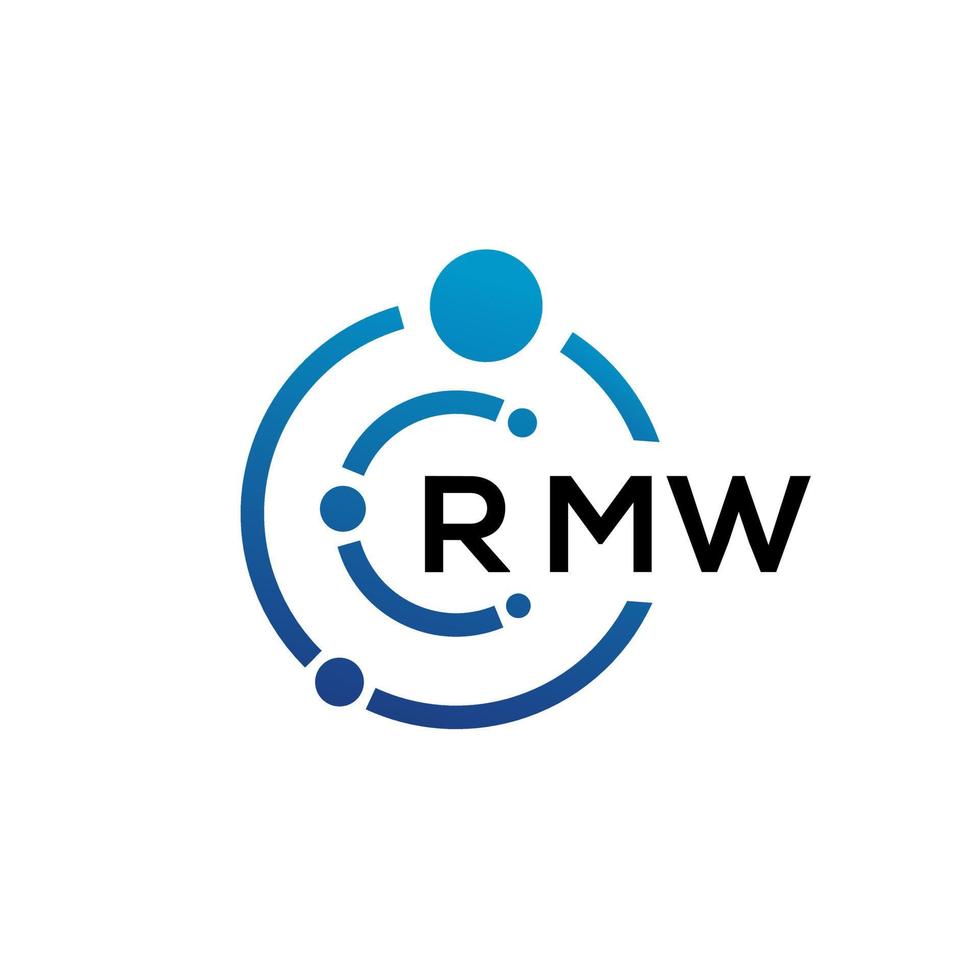 diseño de logotipo de tecnología de letra rmw sobre fondo blanco. rmw letras iniciales creativas ...