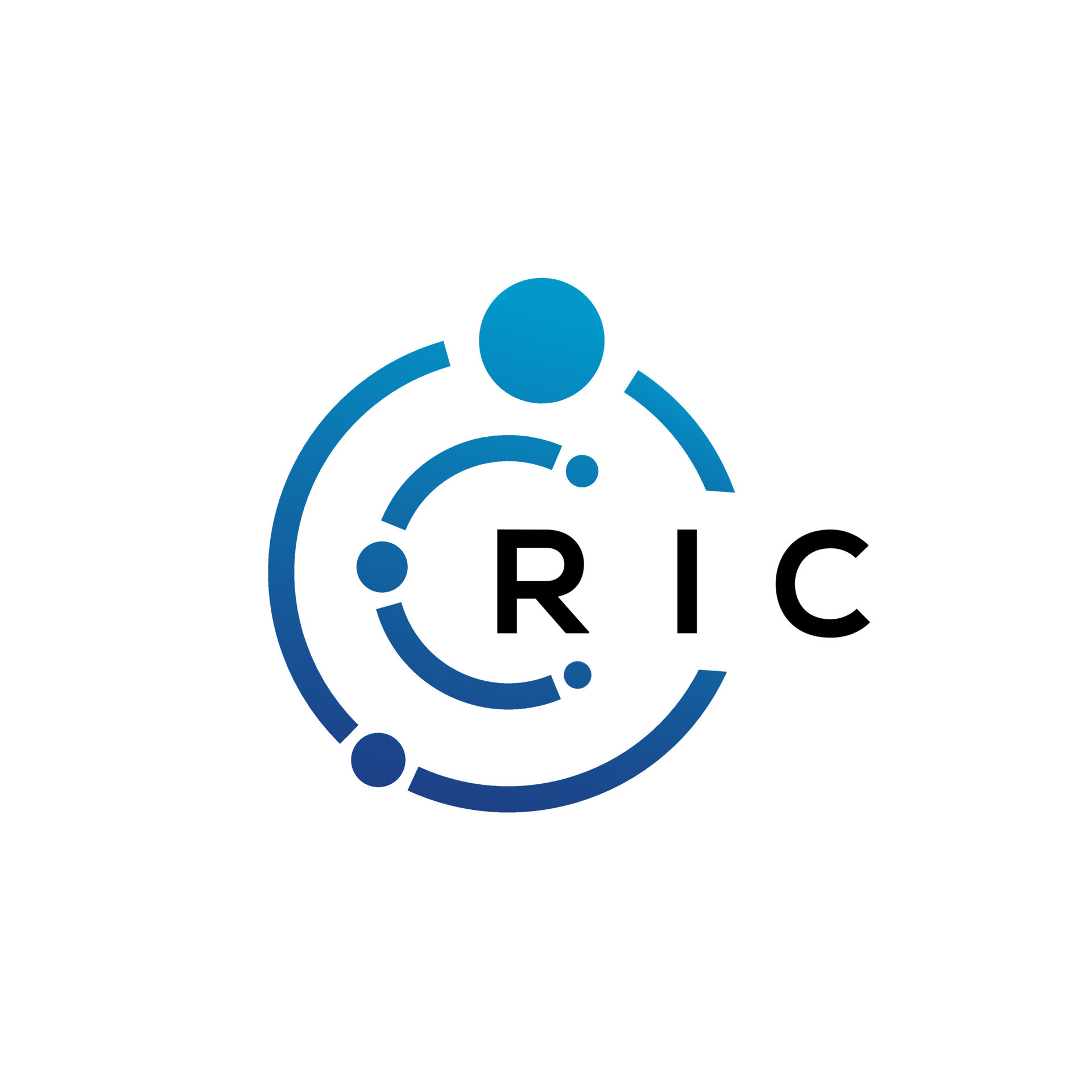 diseño de logotipo de tecnología de letra ric sobre fondo blanco. ric creative initials letter ...