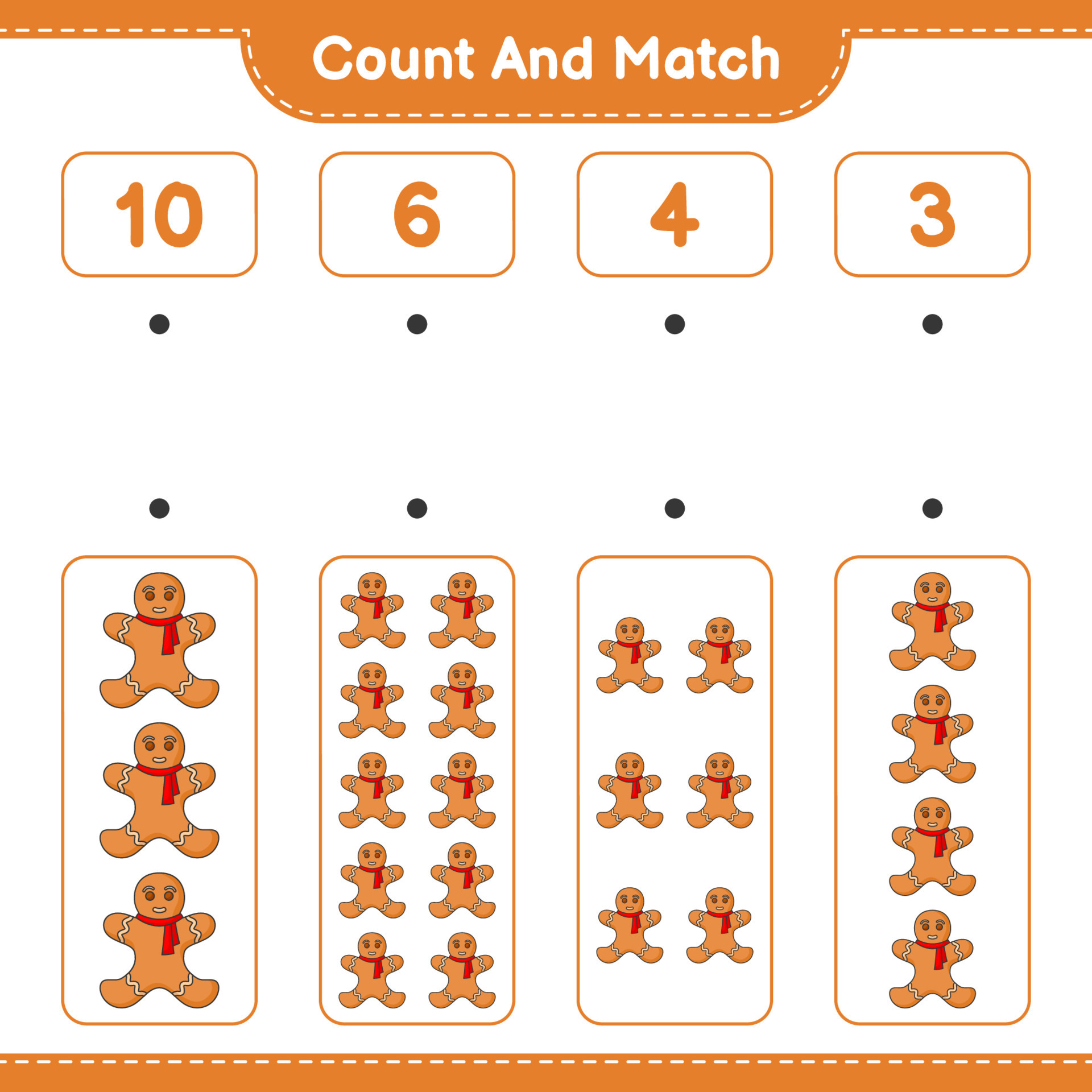 Count and match, count the number of Gingerbread Man and match with the ...