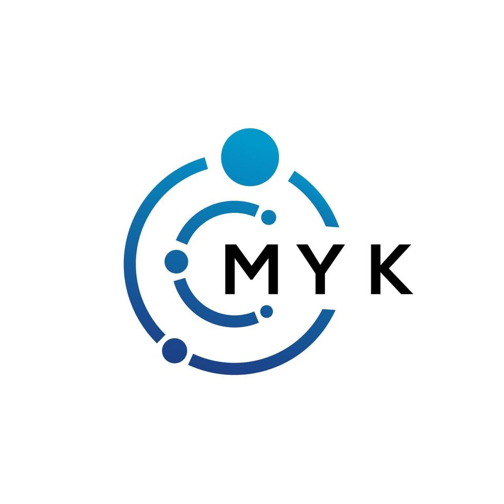 diseño de logotipo de tecnología de letras myk sobre fondo blanco. myk creative initials letter ...