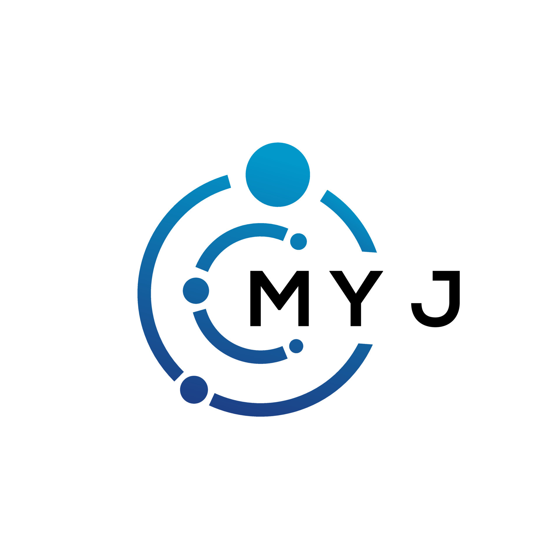 Diseño de logotipo de tecnología de letras myj sobre fondo blanco. myj creative initials letter ...