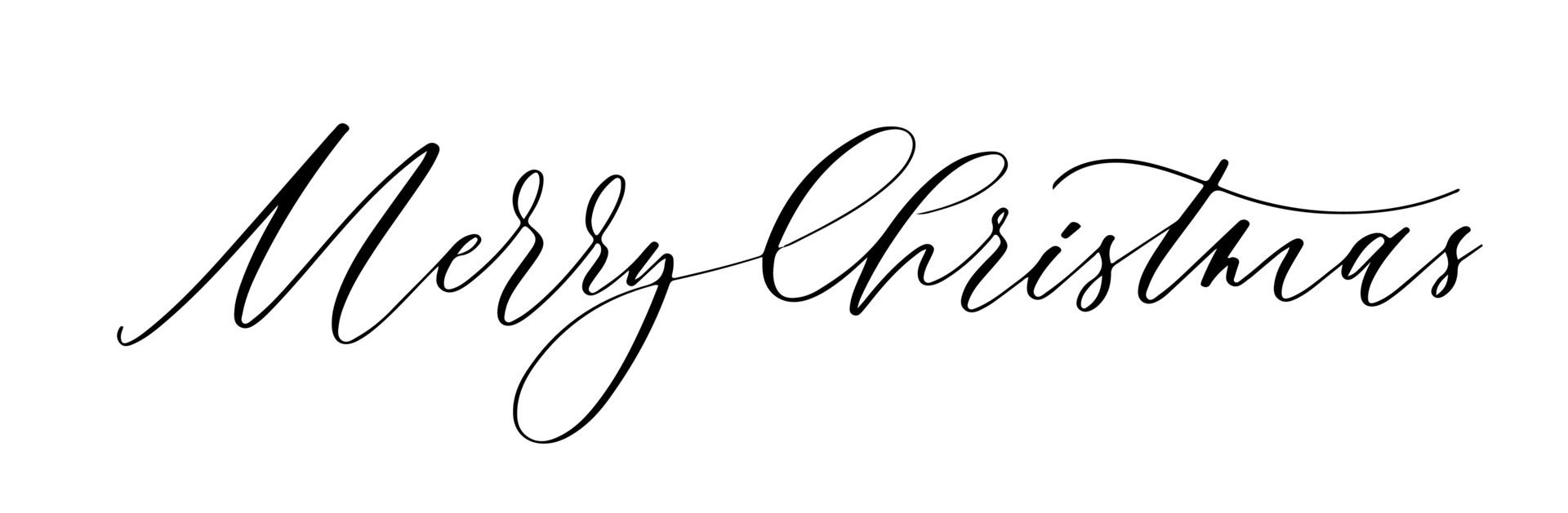 Merry Christmas Vector Brush Lettering Hand Drawn Modern Brush
