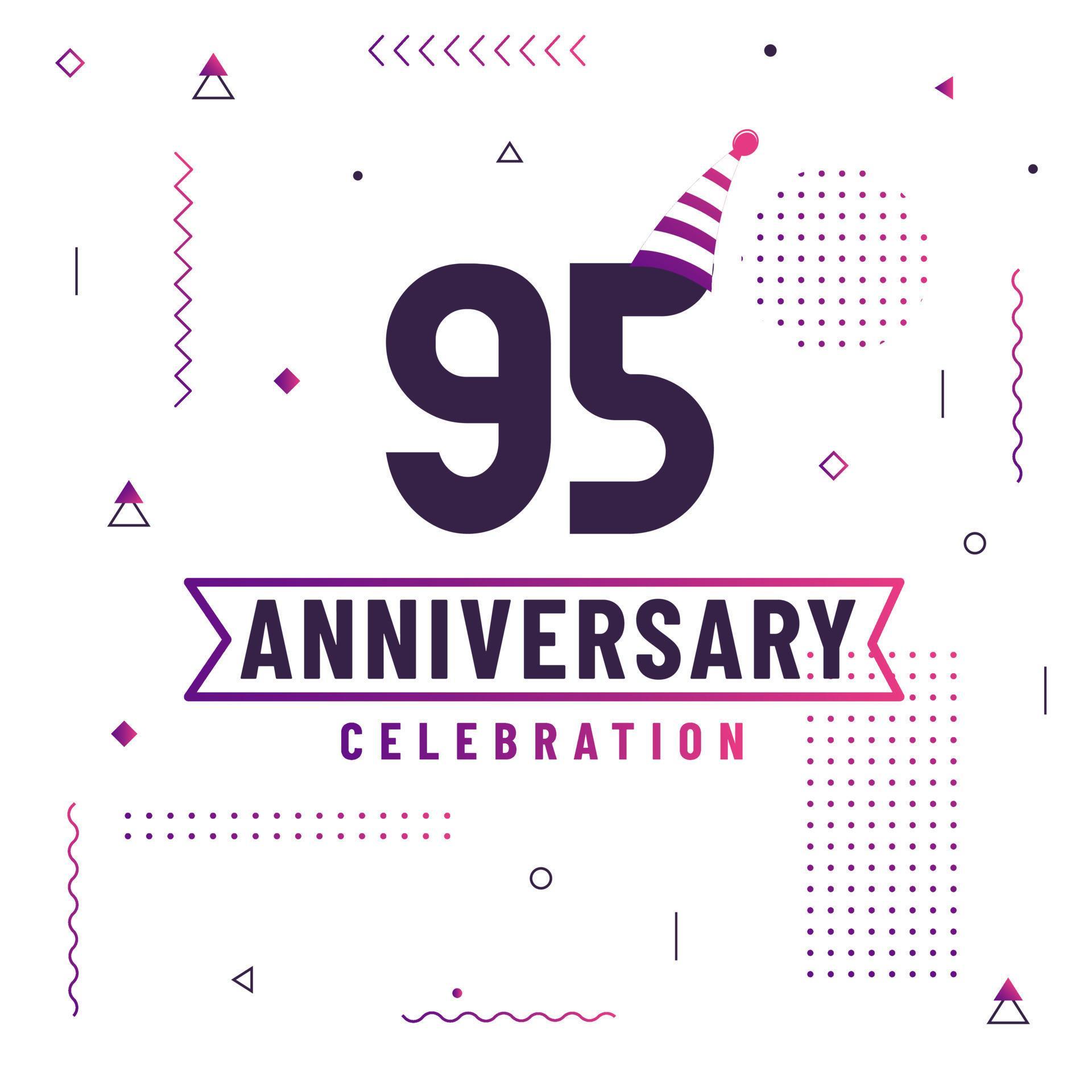 95 years anniversary greetings card, 95 anniversary celebration background free vector. 10181836 ...