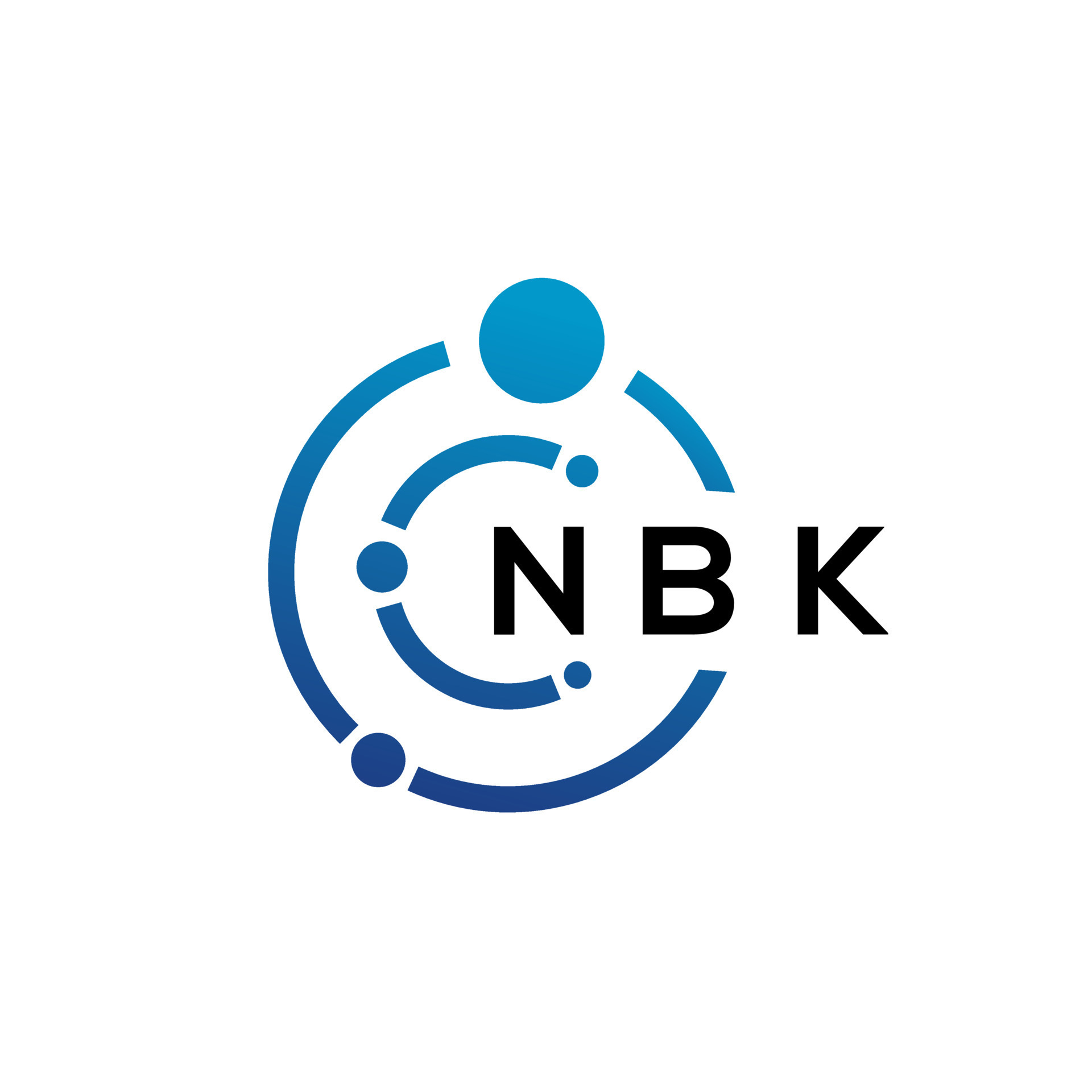 Diseño de logotipo de tecnología de letras nbk sobre fondo blanco. nbk creative initials letter ...