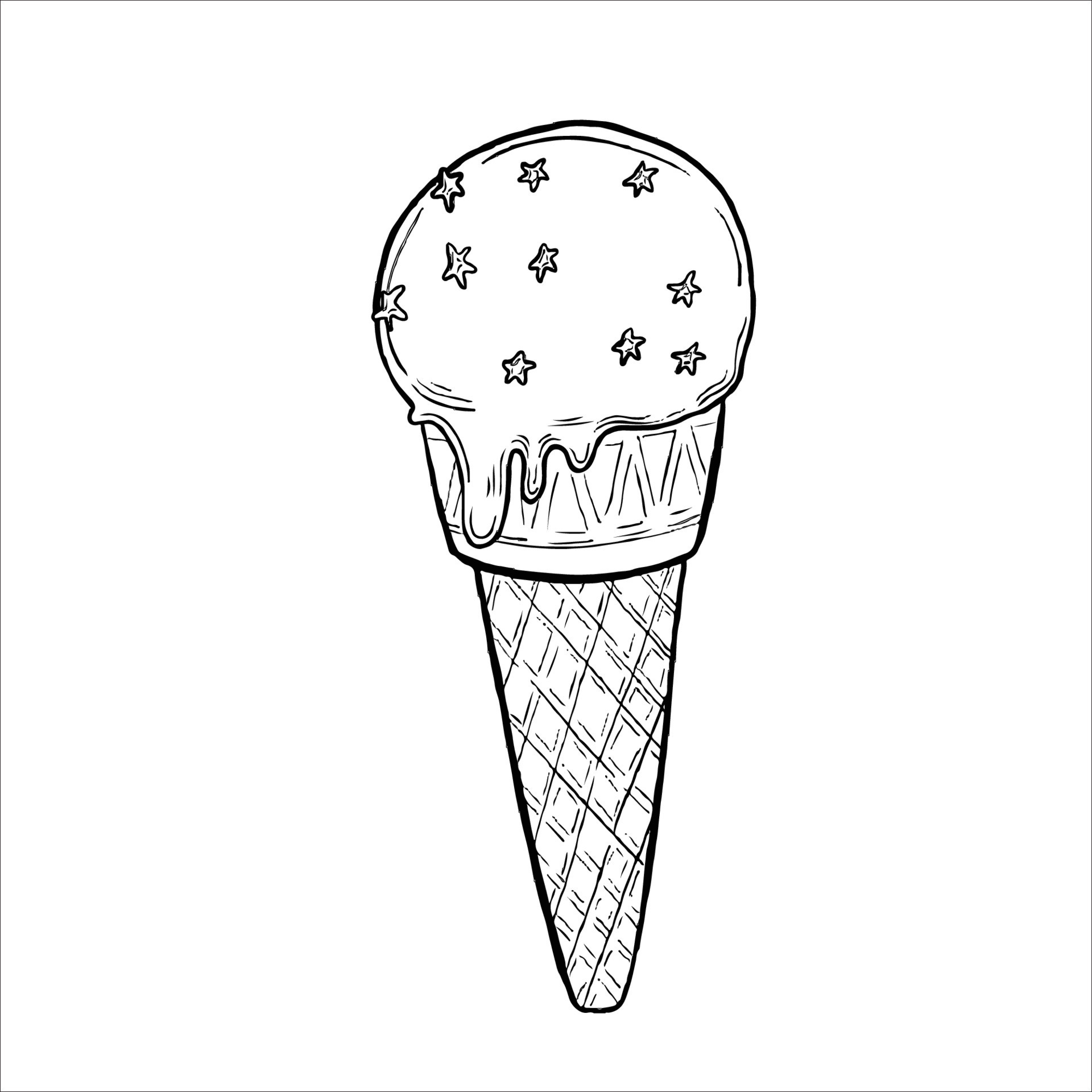 Ice Cream Cone Line Art Sketch Vector Illustration 10182224 Vector Art