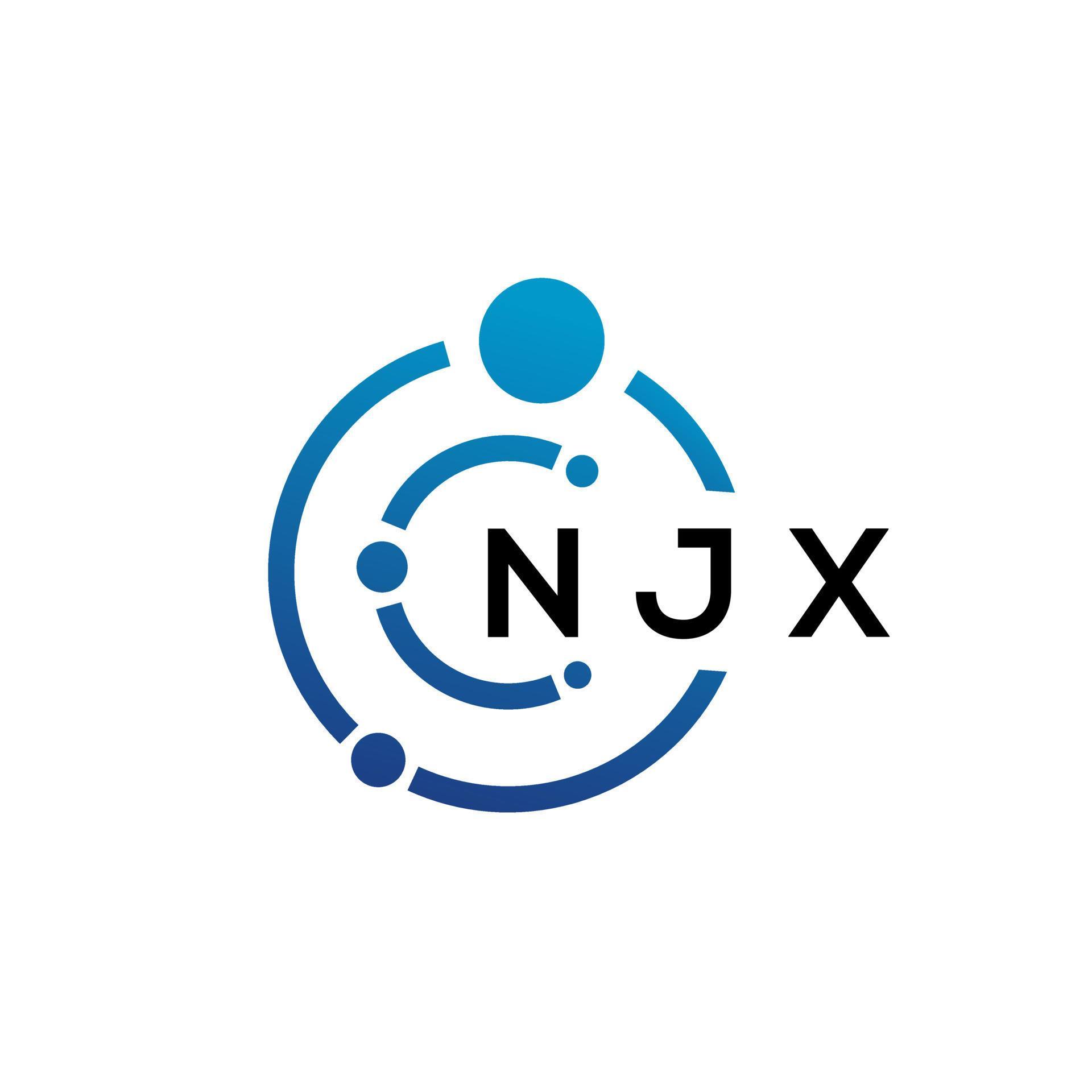 Diseño de logotipo de tecnología de letras njx sobre fondo blanco. njx creative initials letter ...