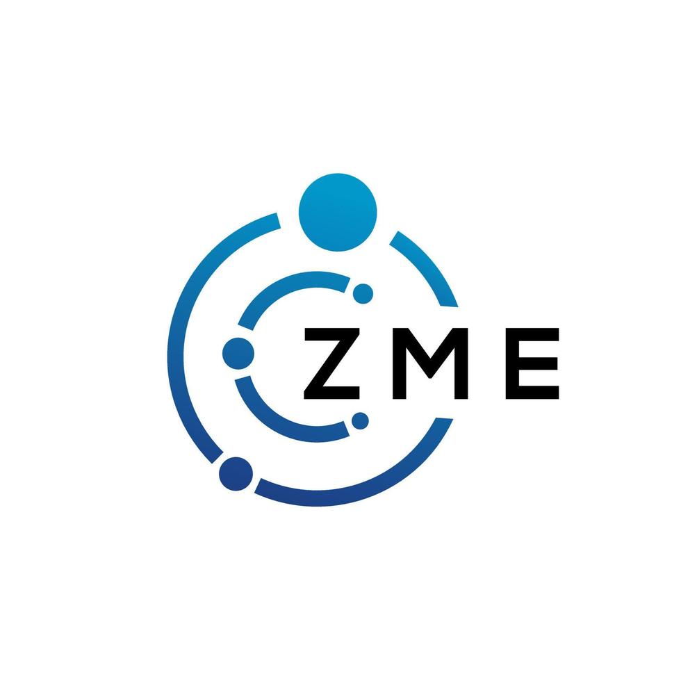 diseño de logotipo de tecnología de letra zme sobre fondo blanco. zme letras iniciales creativas ...