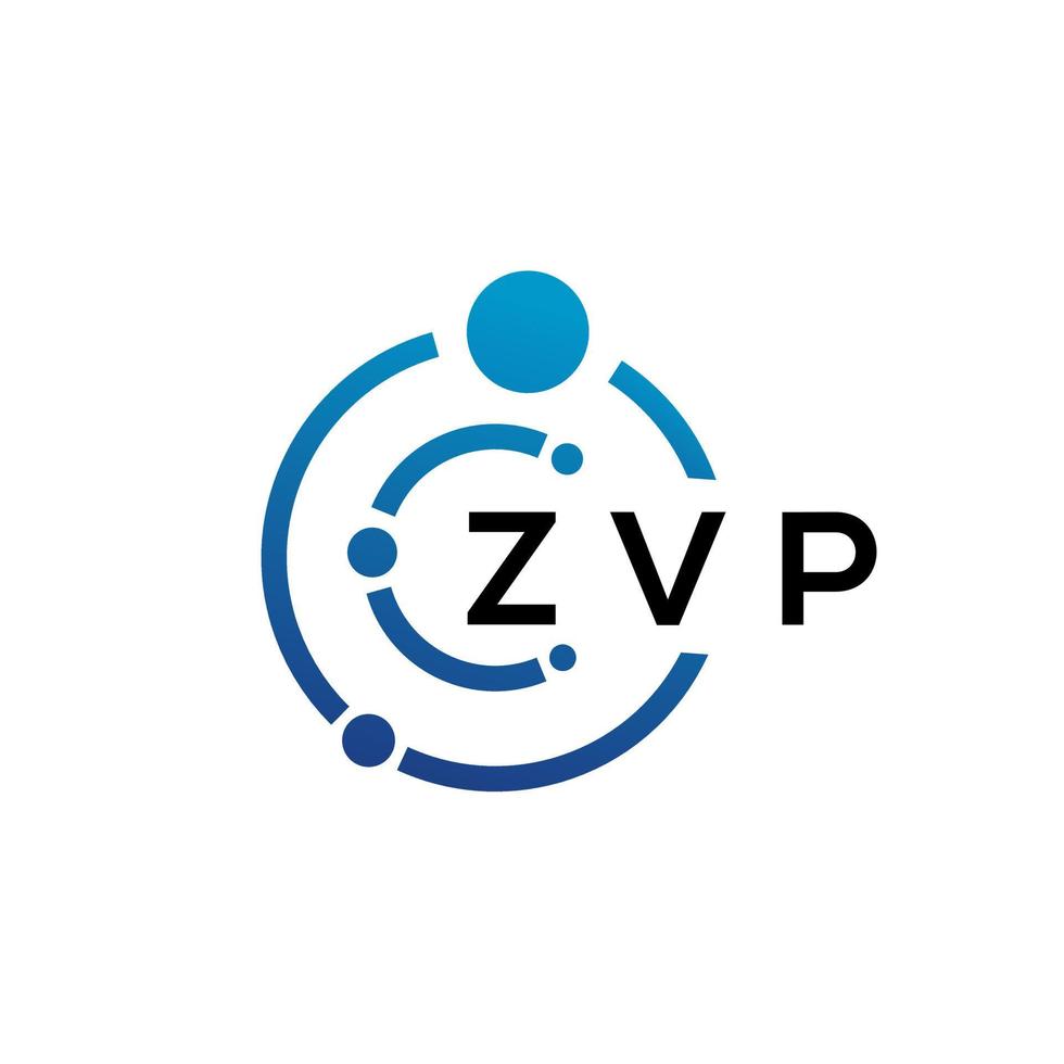 Diseño de logotipo de tecnología de letras zvp sobre fondo blanco. zvp creative initials letter ...