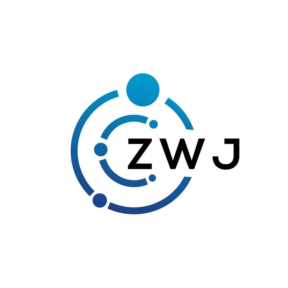 ZWJ letter technology logo design on white background. ZWJ creative initials letter IT logo ...