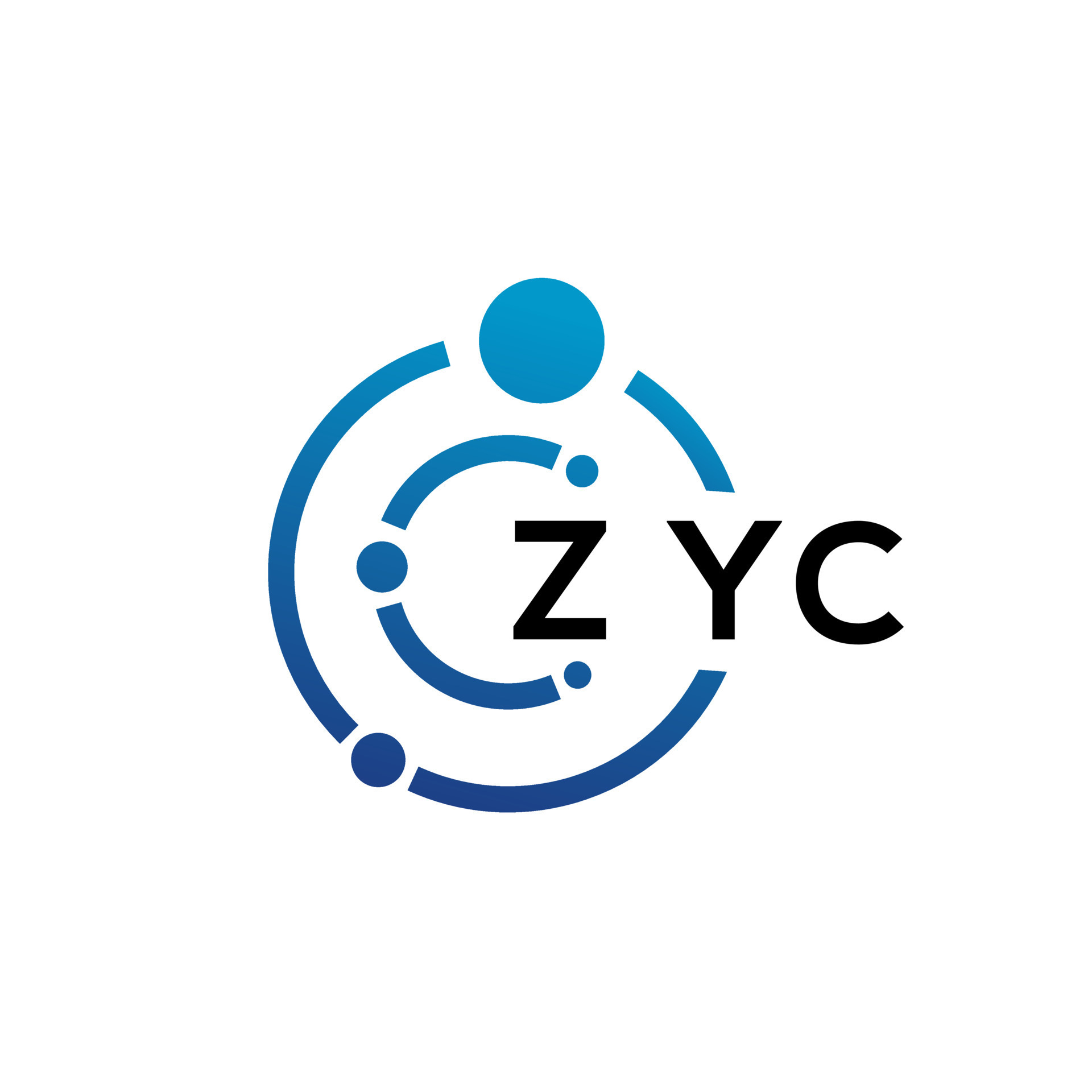 ZYC letter technology logo design on white background. ZYC creative initials letter IT logo ...