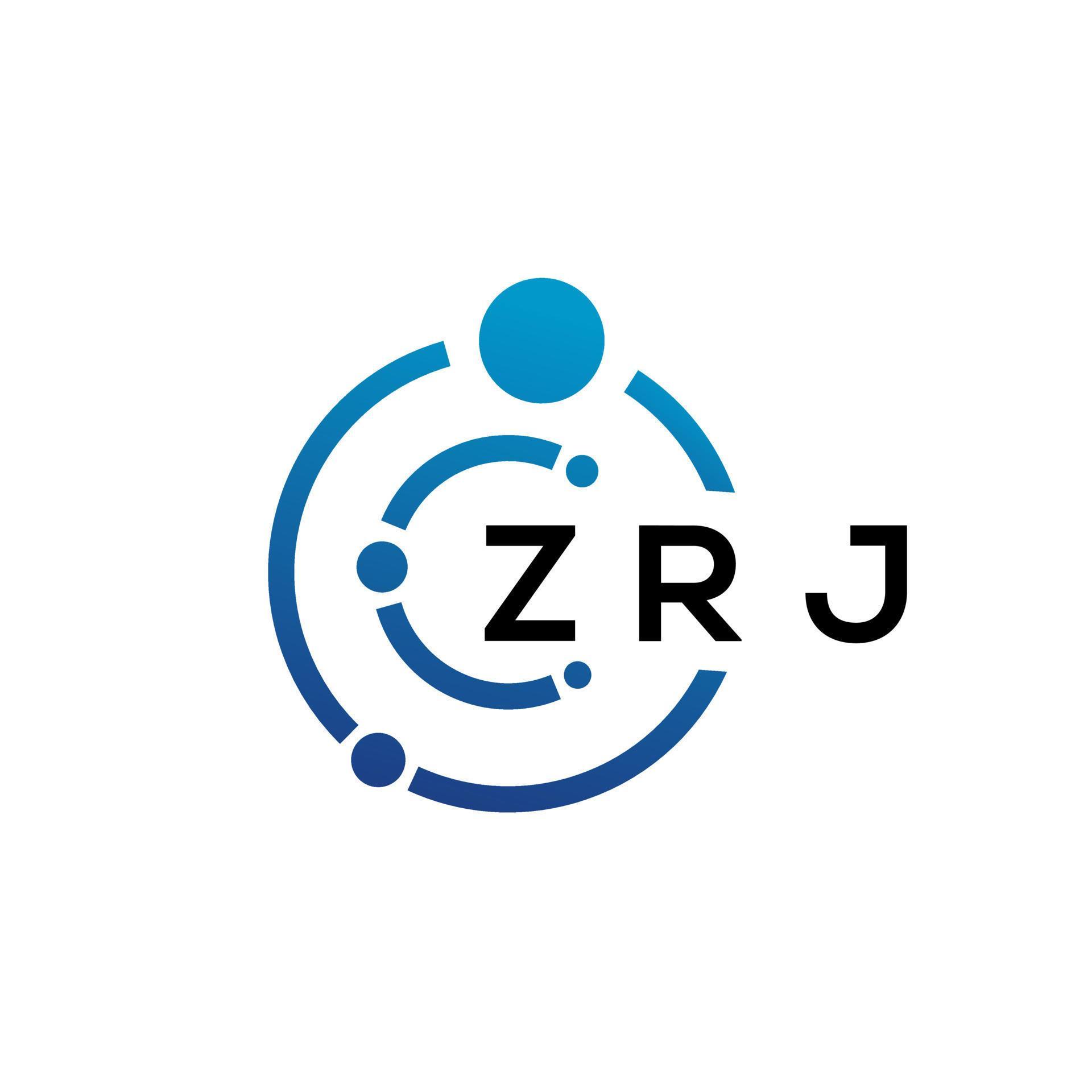 Diseño de logotipo de tecnología de letras zrj sobre fondo blanco. zrj creative initials letter ...