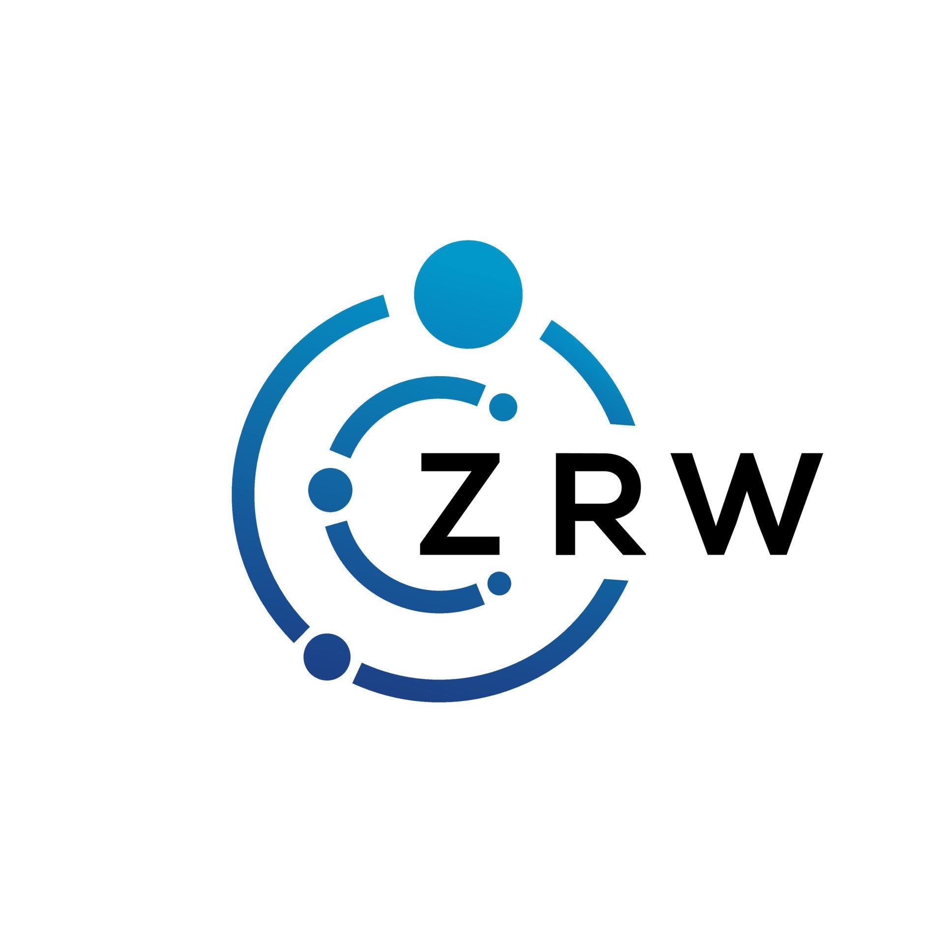 Diseño de logotipo de tecnología de letras zrw sobre fondo blanco. zrw creative initials letter ...