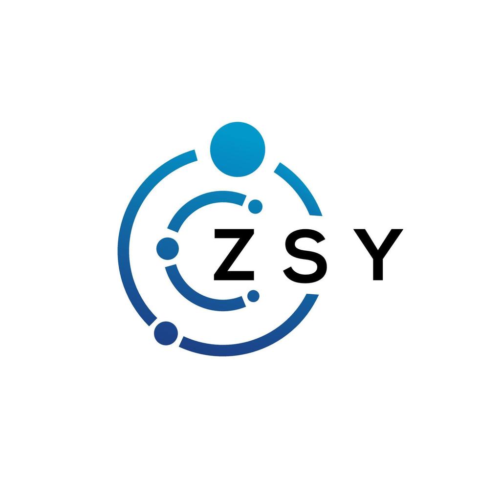 Diseño de logotipo de tecnología de letras zsy sobre fondo blanco. zsy creative initials letter ...