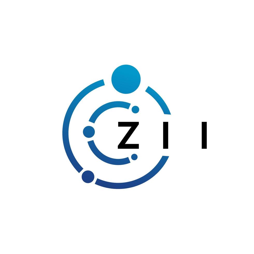 diseño de logotipo de tecnología de letras zii sobre fondo blanco. zii creative initials letter ...