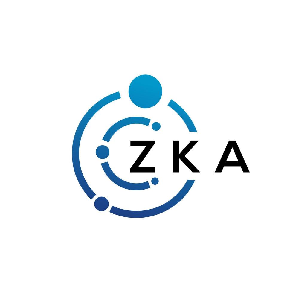 diseño de logotipo de tecnología de letra zka sobre fondo blanco. zka creative initials letter ...