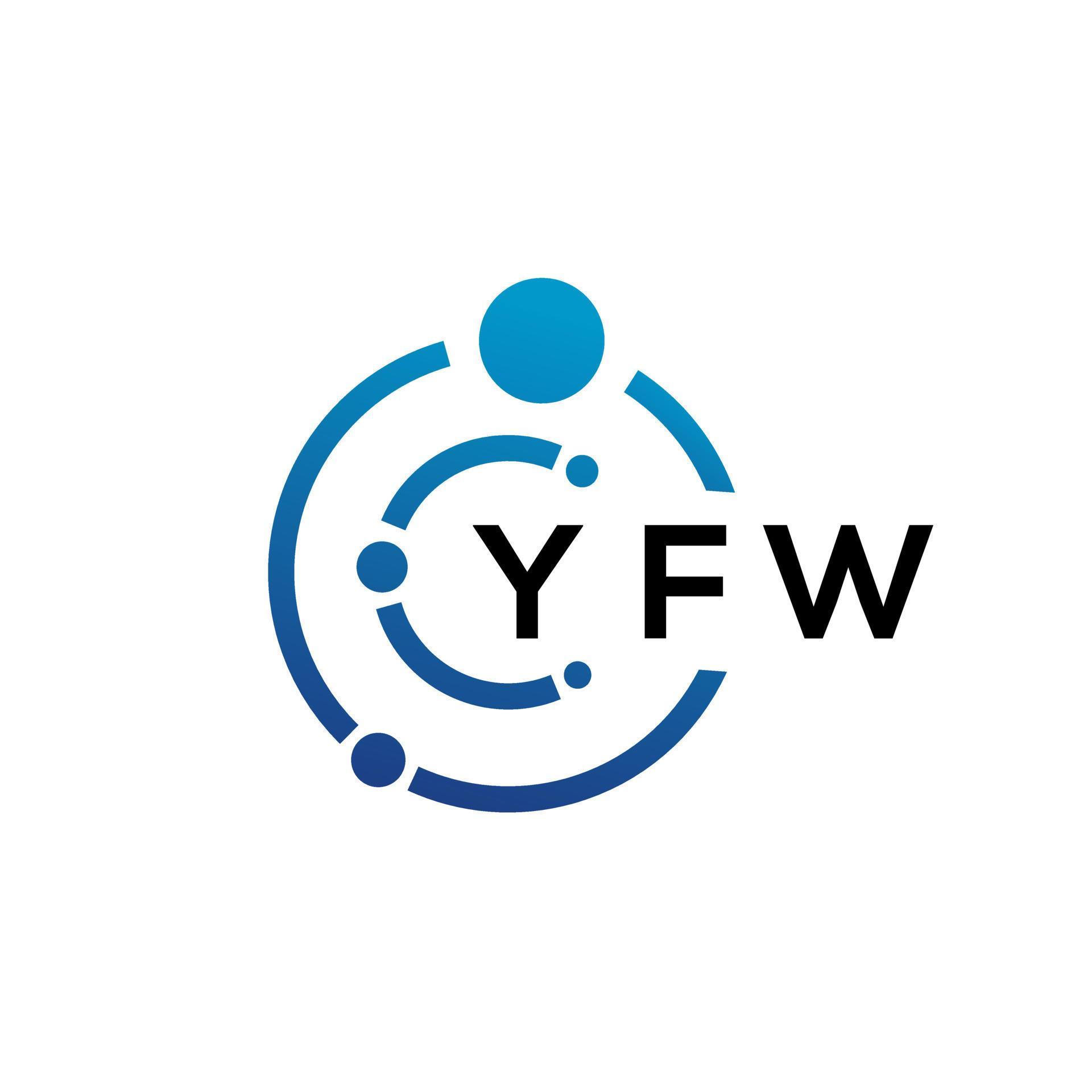 Diseño de logotipo de tecnología de letras yfw sobre fondo blanco. yfw letras iniciales ...