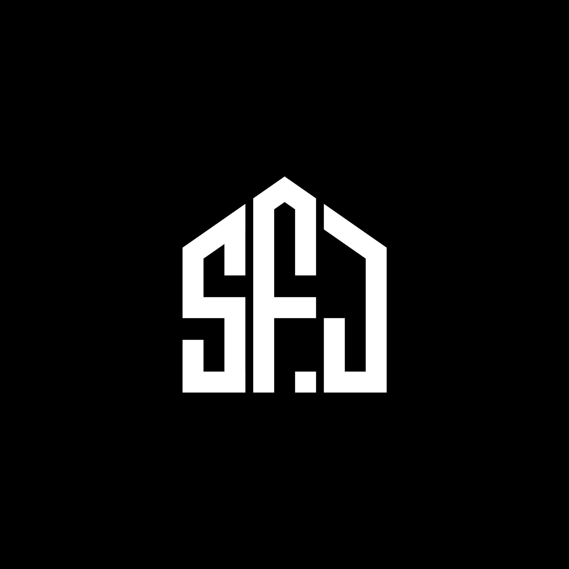 diseño de letras sfj. diseño de logotipo de letras sfj sobre fondo negro. concepto de logotipo ...