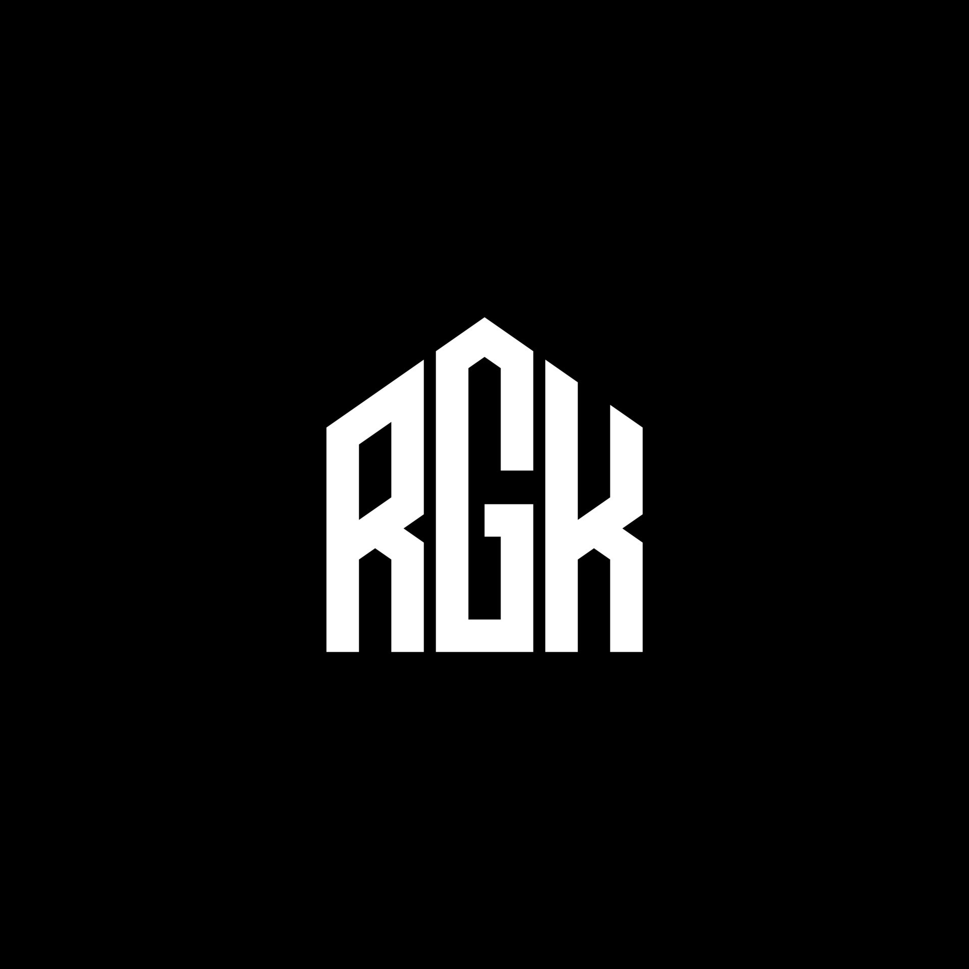 diseño de letras rgk. diseño de logotipo de letras rgk sobre fondo negro. concepto de logotipo ...