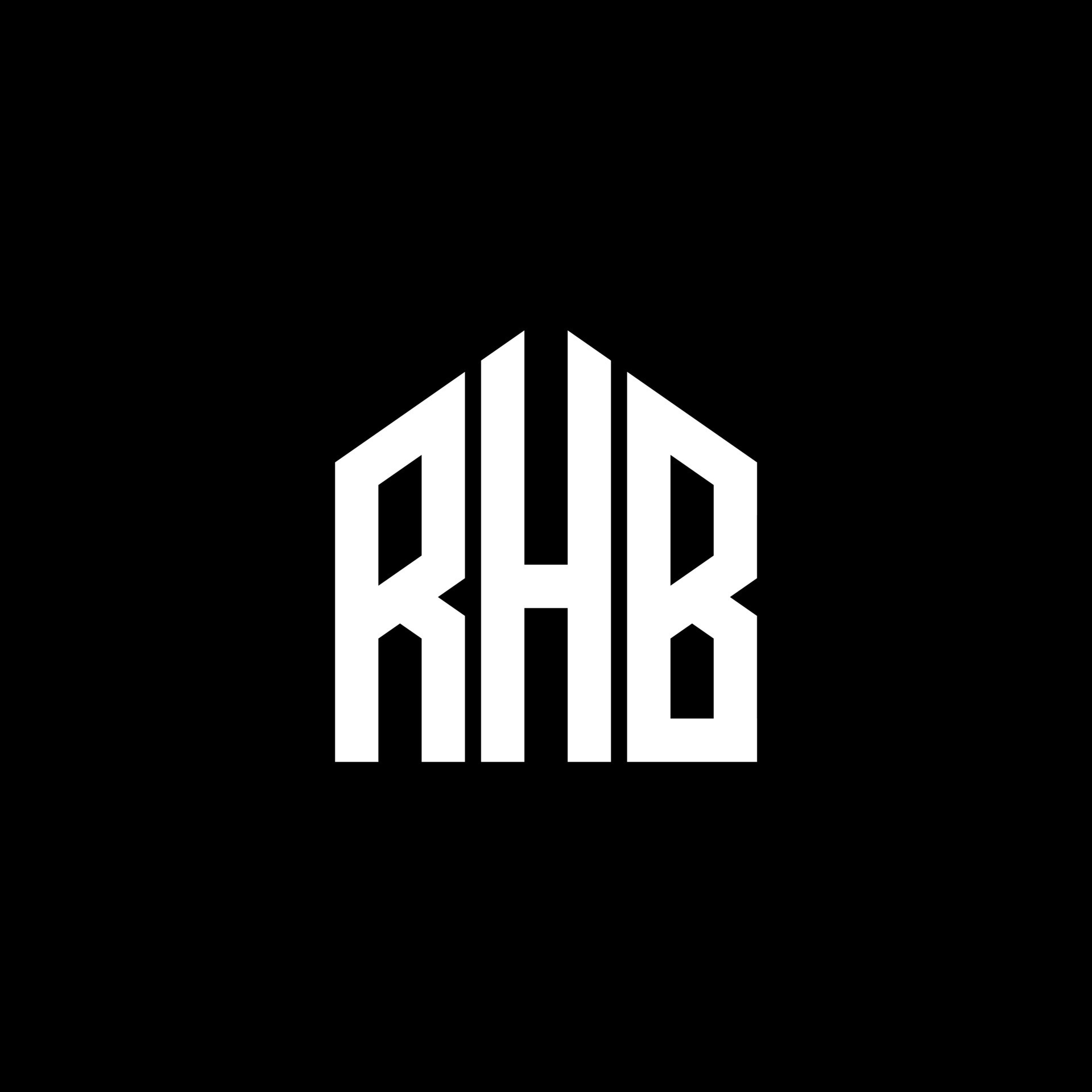 diseño de logotipo de letra rhb sobre fondo negro. concepto de logotipo de letra de iniciales ...