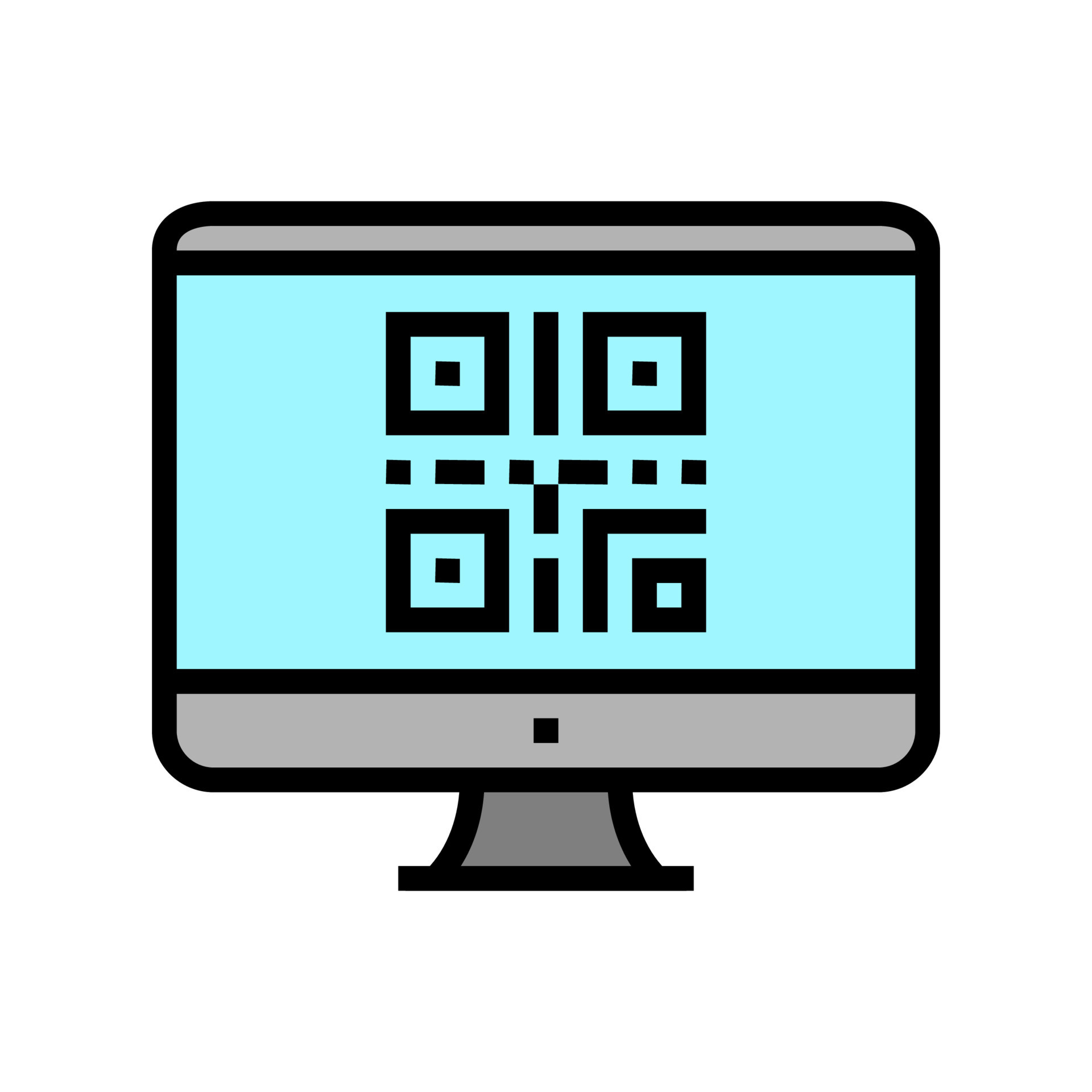 qr code on computer screen color icon vector isolated illustration ...