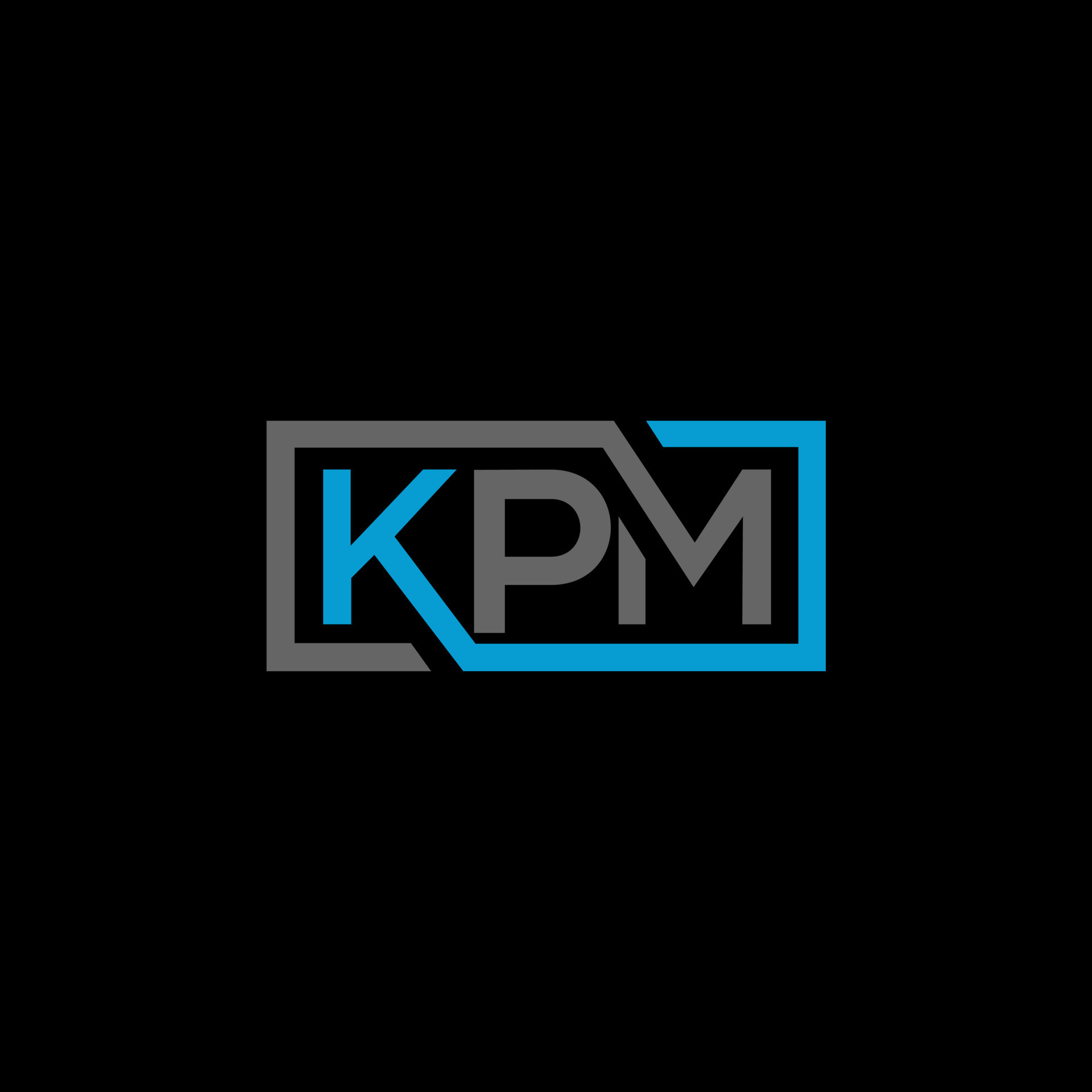 diseño de logotipo de letra kpm sobre fondo negro. concepto de logotipo de letra de iniciales ...