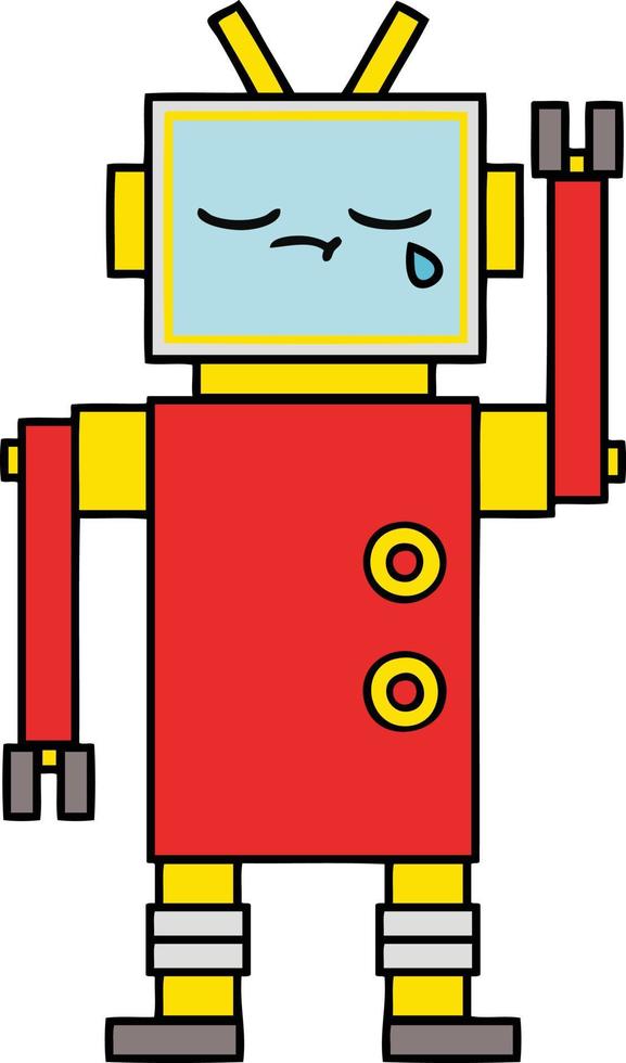 Cute Cartoon Crying Robot 10197966 Vector Art At Vecteezy
