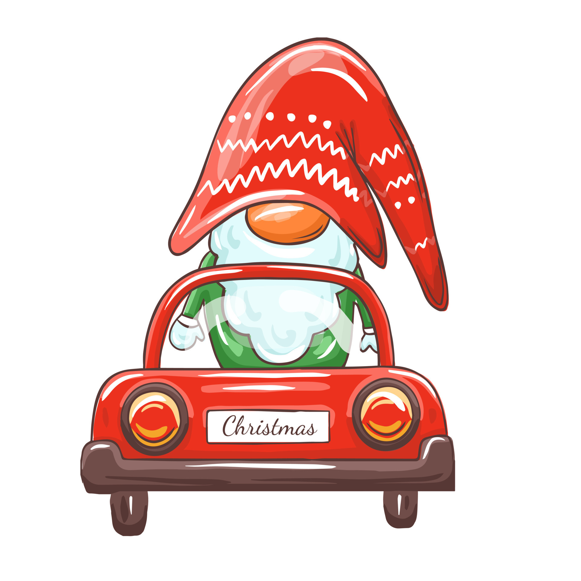 Christmas gnome in truck 10198910 Vector Art at Vecteezy
