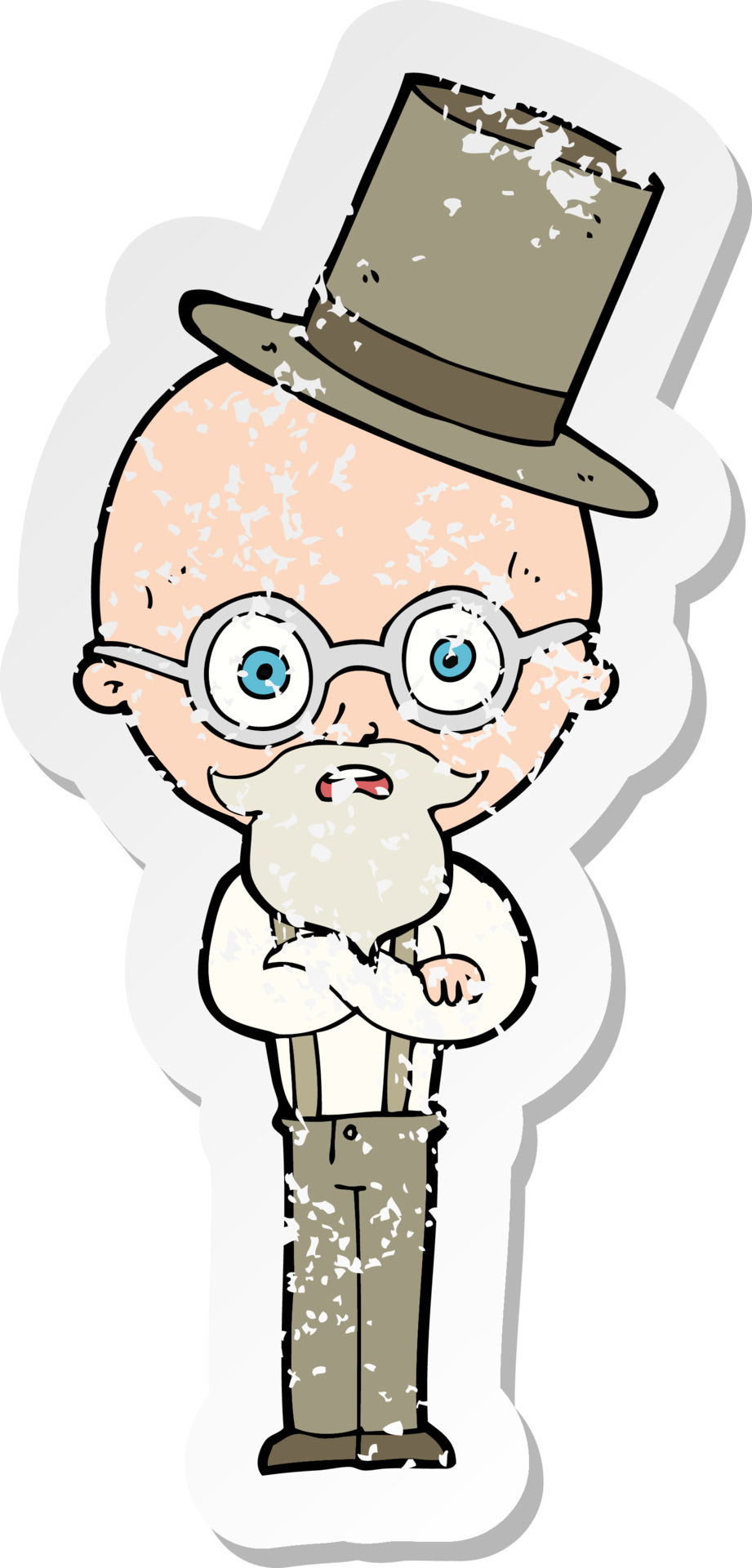 retro distressed sticker of a cartoon old man wearing top hat 10202338 ...