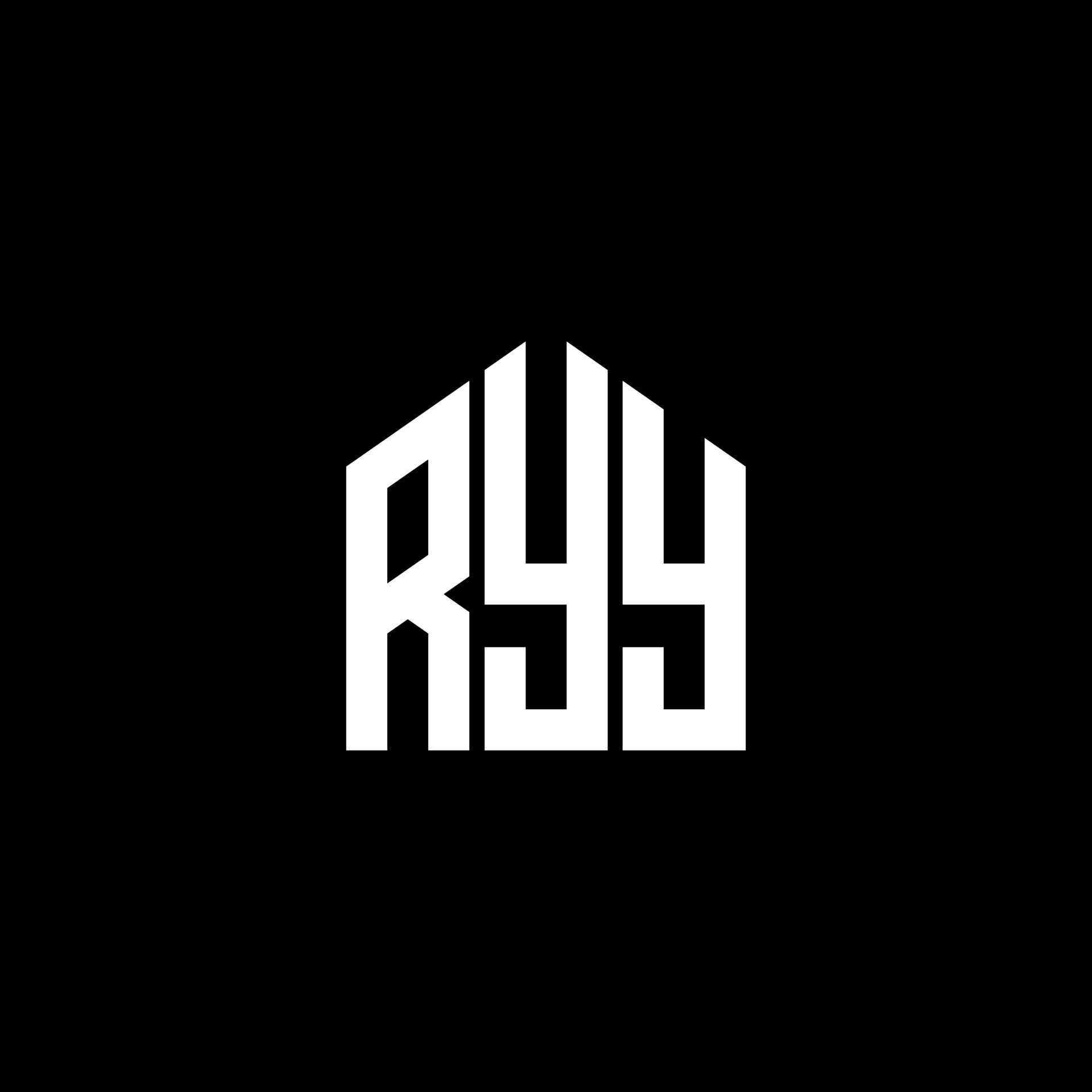 diseño de letras ryy. diseño de logotipo de letras ryy sobre fondo negro. concepto de logotipo ...