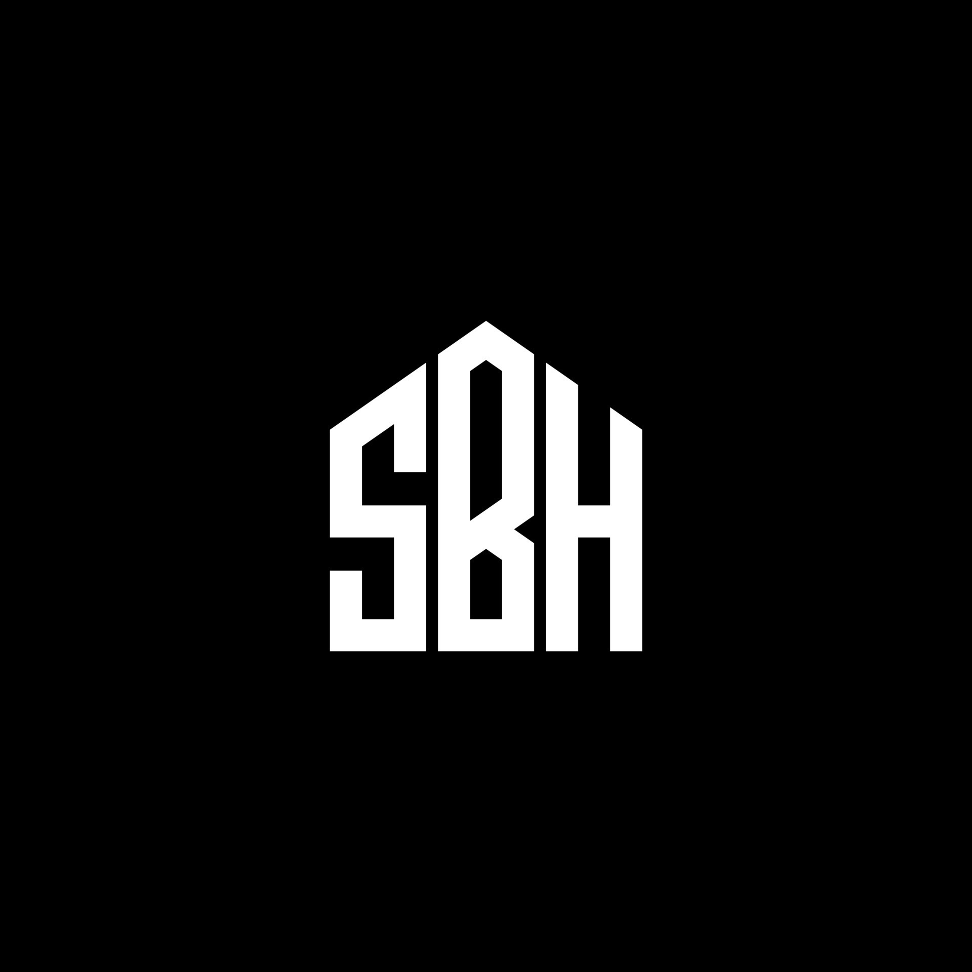 diseño del logotipo de la letra sbh sobre fondo negro. concepto de logotipo de letra de ...