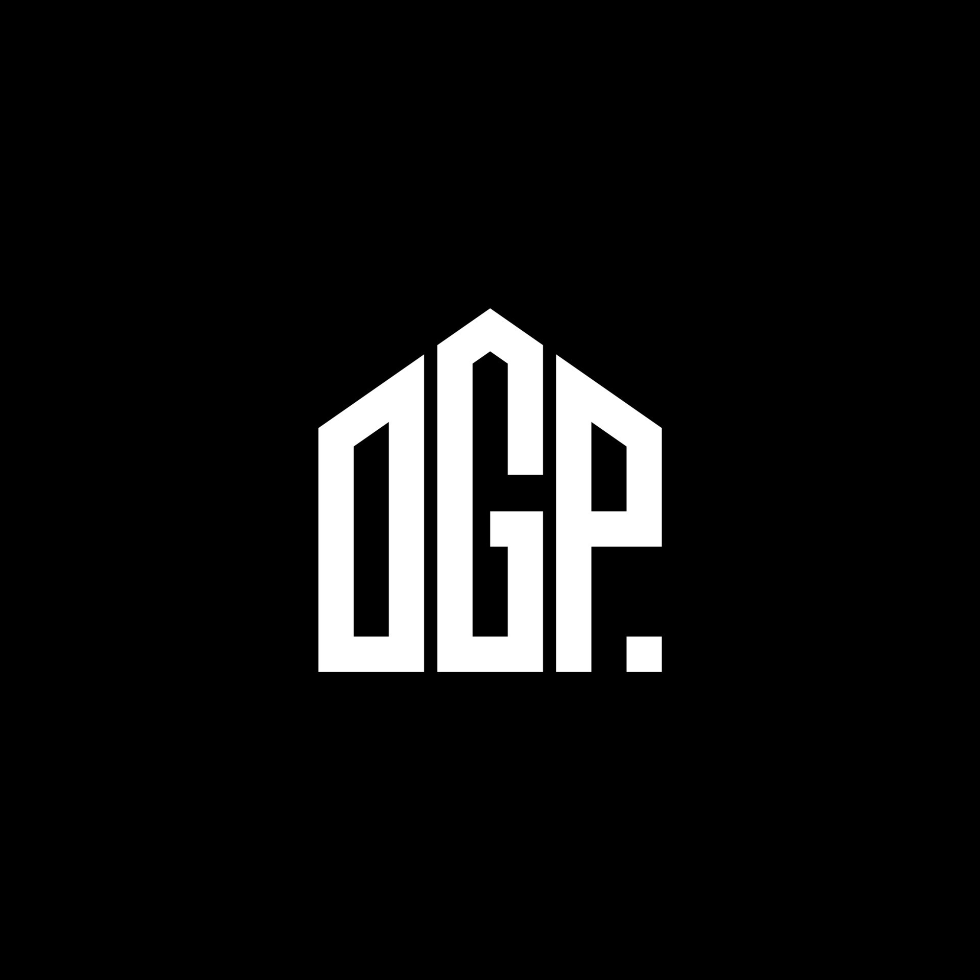 diseño de letras ogp. diseño de logotipo de letras ogp sobre fondo negro. concepto de logotipo ...