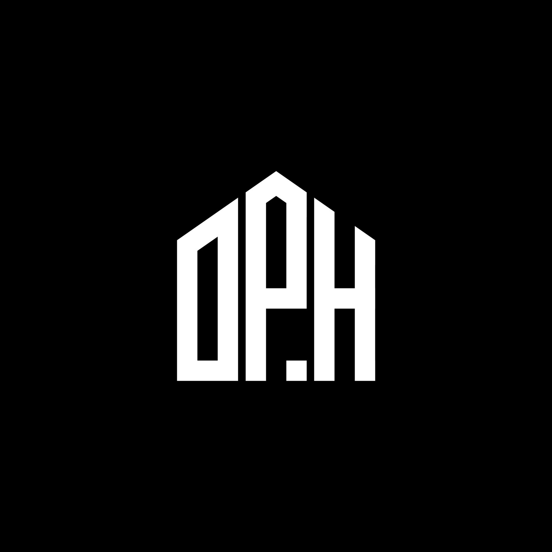 diseño de la letra oph diseño del logotipo de la letra oph sobre fondo negro. concepto de ...