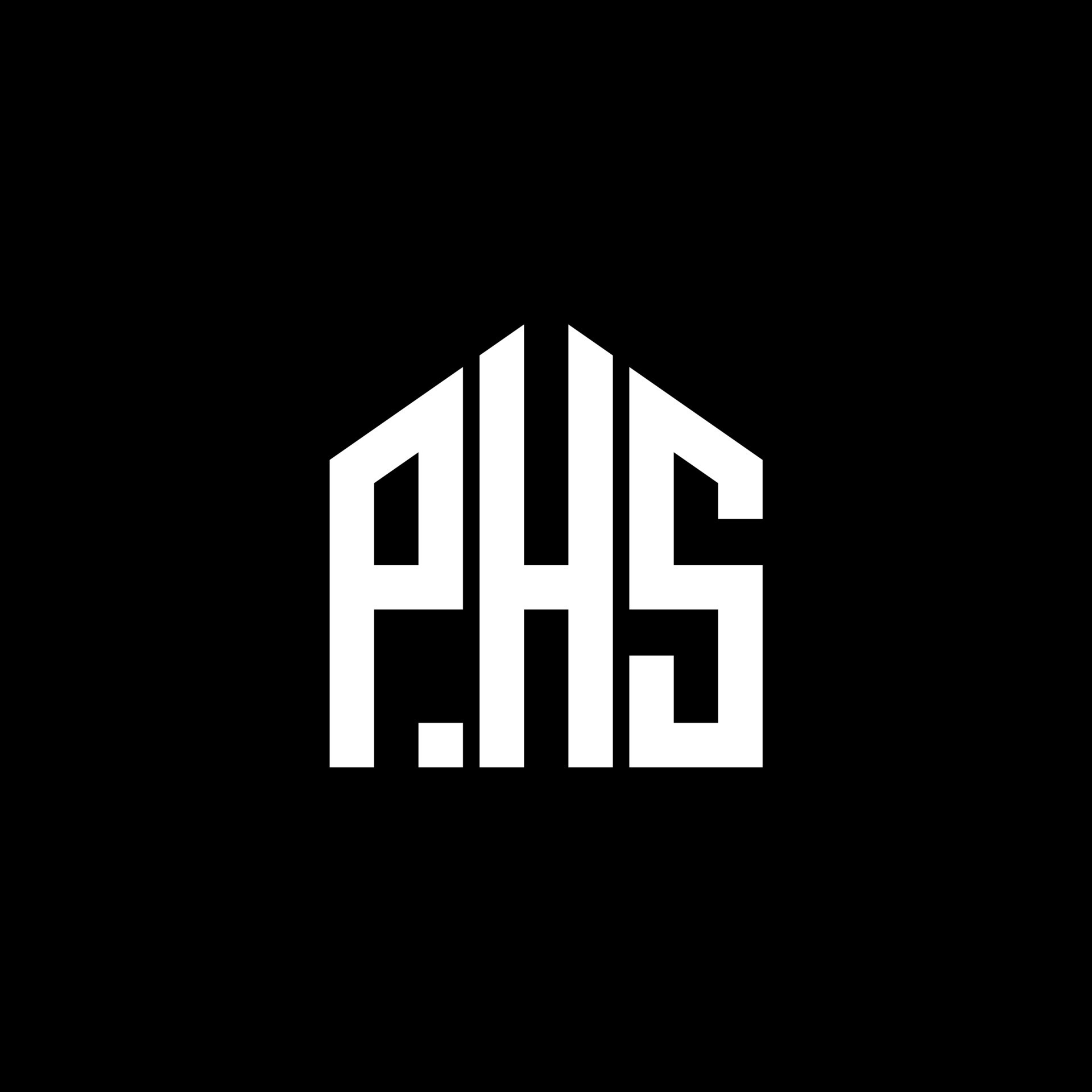 diseño de la letra phs. Diseño del logotipo de la letra phs sobre fondo negro. concepto de ...
