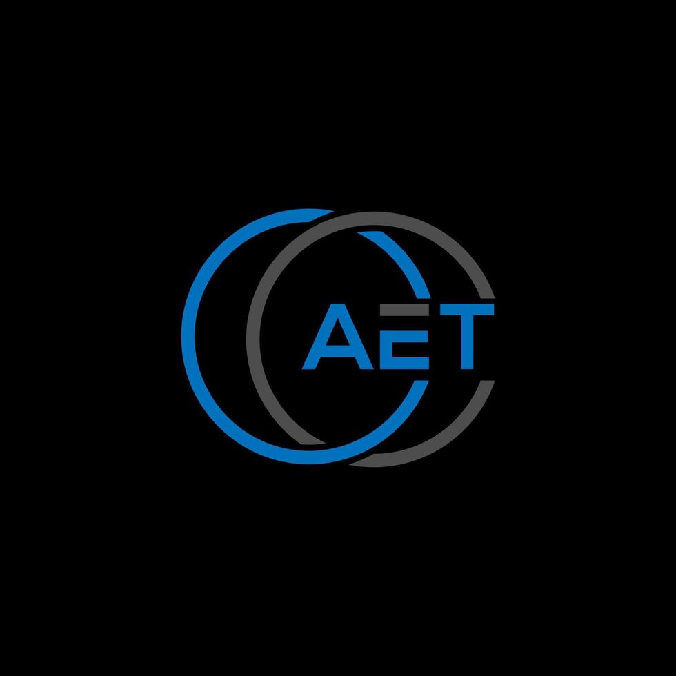 diseño de logotipo de letra aet sobre fondo negro. concepto de logotipo de letra de iniciales ...
