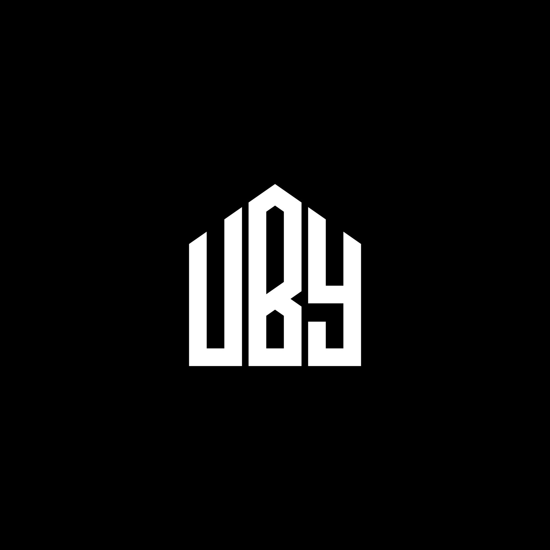 diseño de logotipo de letra uby sobre fondo negro. concepto de logotipo de letra de iniciales ...