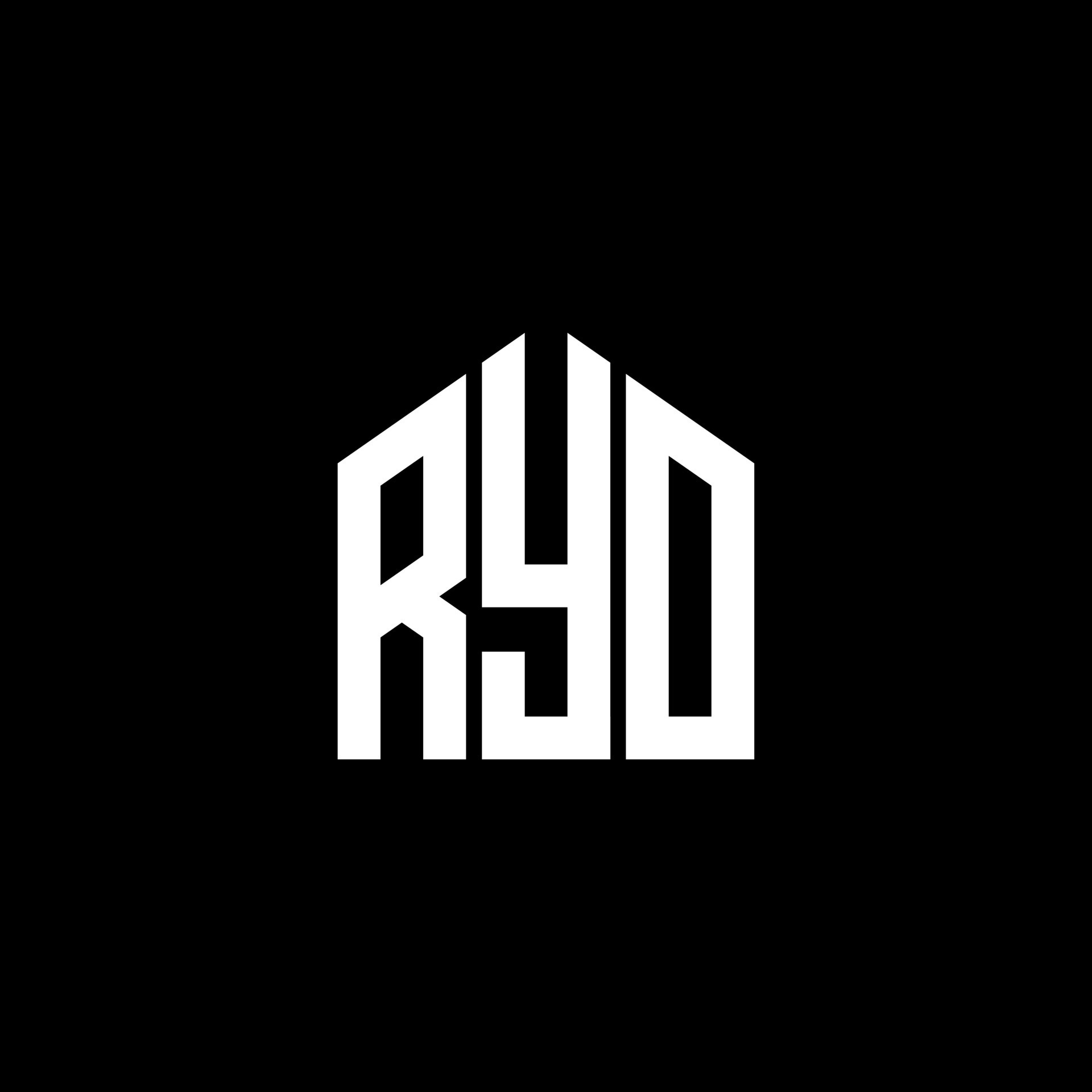 Diseño de letras ryo. Diseño de logotipo de letras ryo sobre fondo negro. concepto de logotipo ...