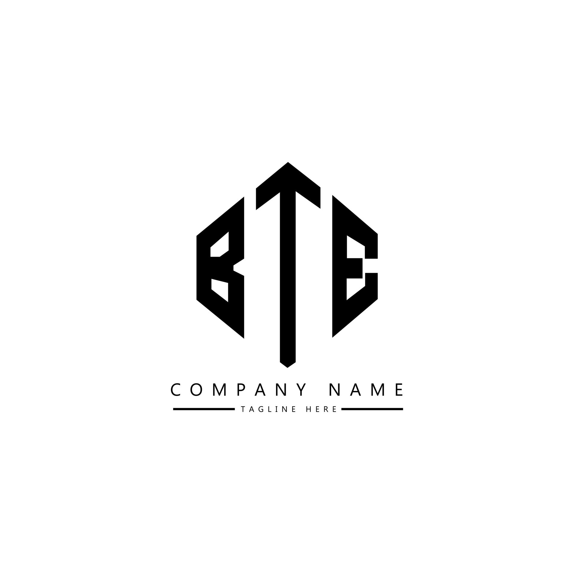 BTE letter logo design with polygon shape. BTE polygon and cube shape logo design. BTE hexagon ...
