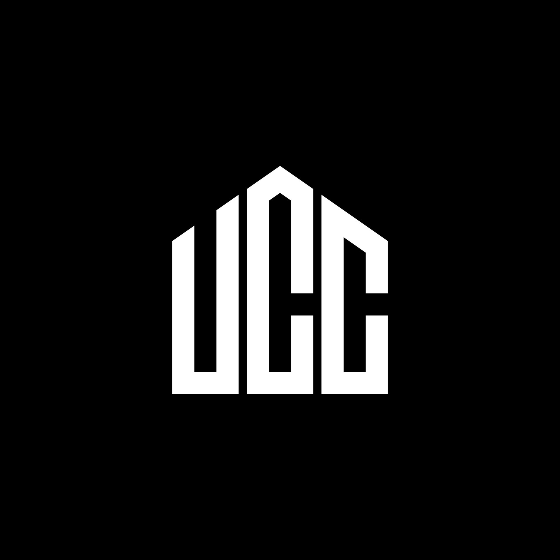 diseño de letras ucc. diseño de logotipo de letras ucc sobre fondo negro. concepto de logotipo ...