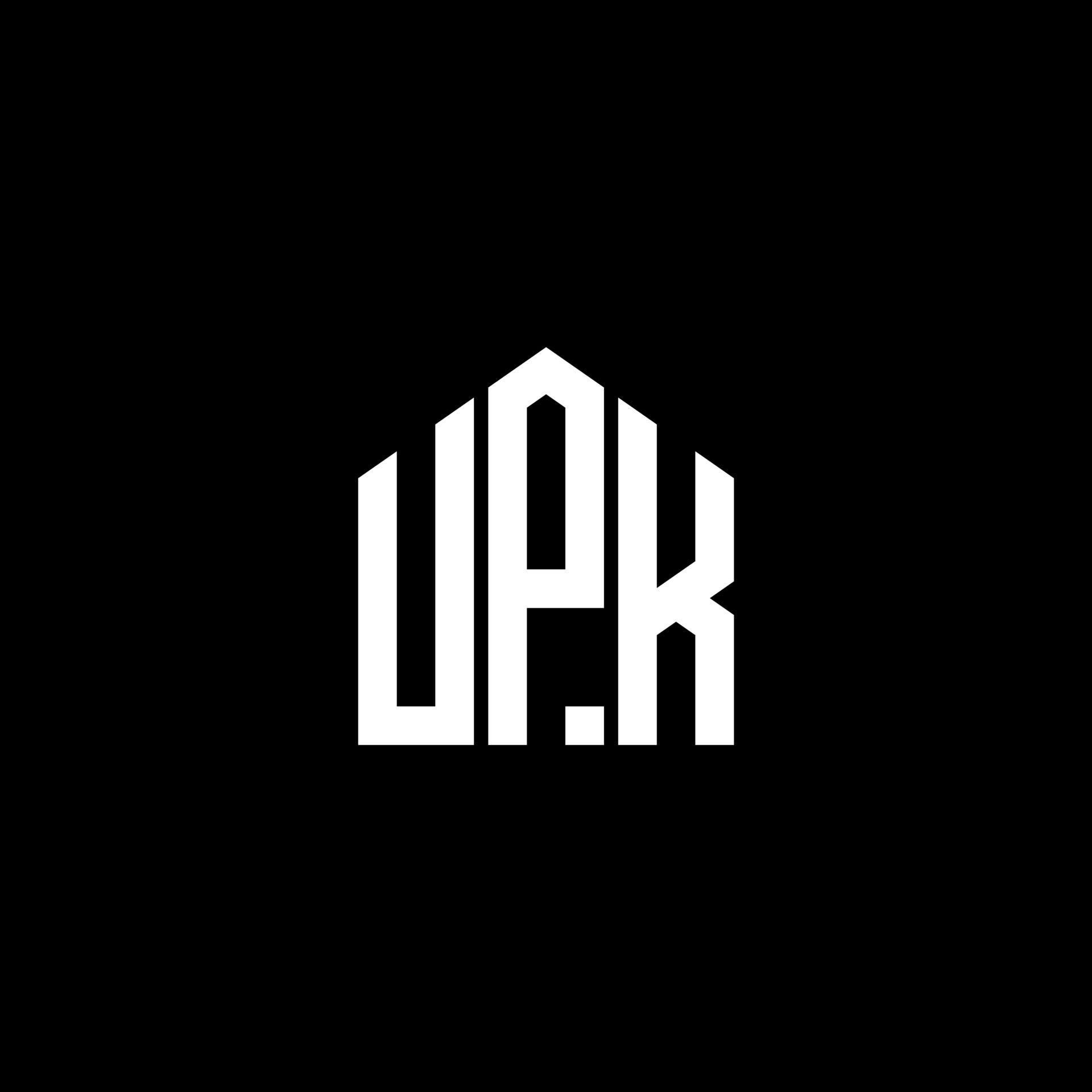 diseño de logotipo de letra upk sobre fondo negro. concepto de logotipo de letra de iniciales ...