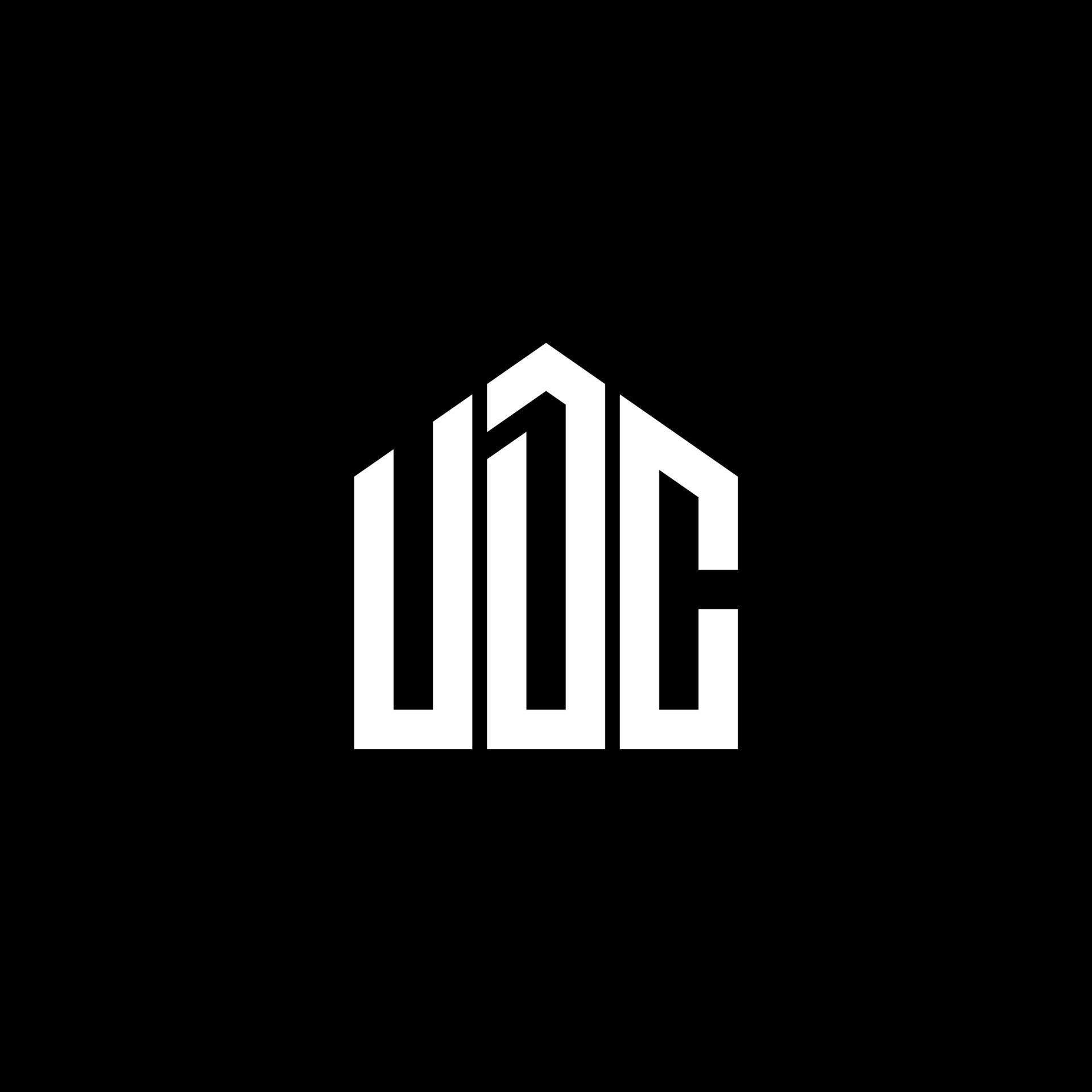 diseño de logotipo de letra udc sobre fondo negro. concepto de logotipo de letra de iniciales ...