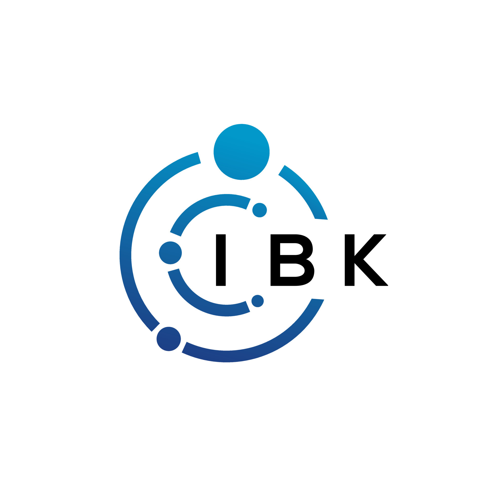 Diseño de logotipo de tecnología de letras ibk sobre fondo blanco. ibk creative initials letter ...