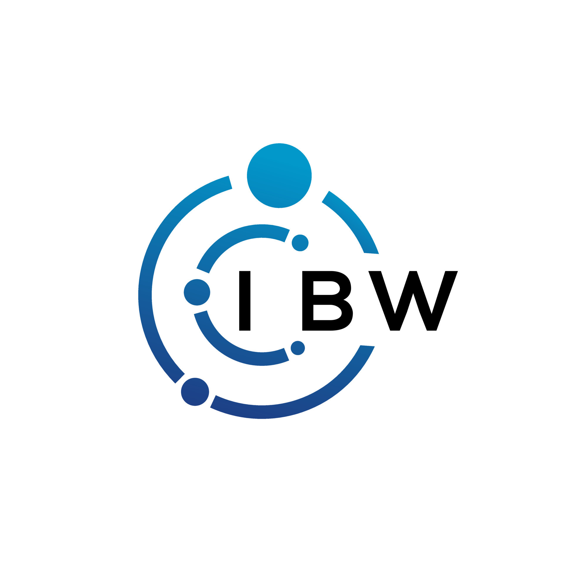 Diseño de logotipo de tecnología de letras ibw sobre fondo blanco. ibw creative initials letter ...