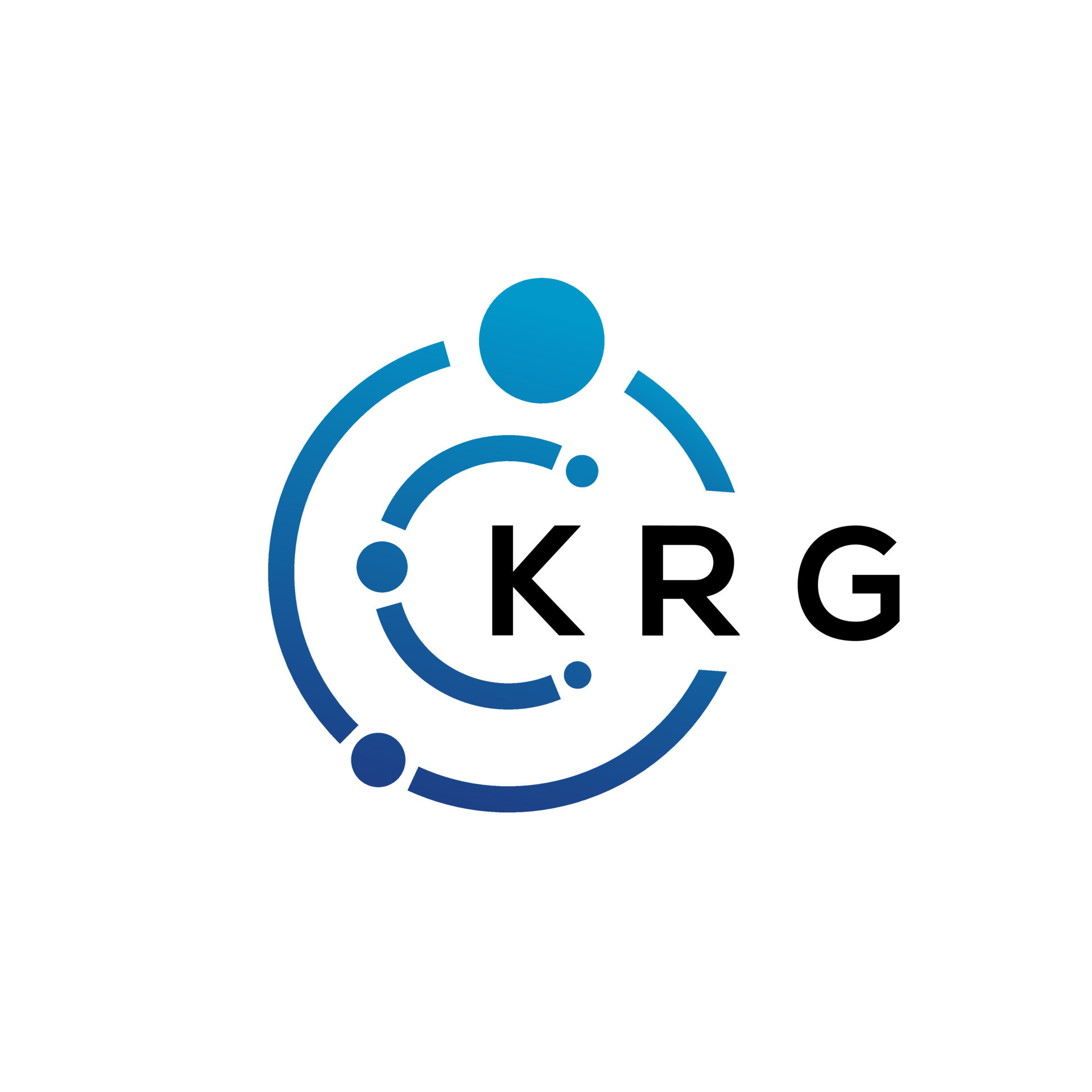 Diseño de logotipo de tecnología de letras krg sobre fondo blanco. krg ...