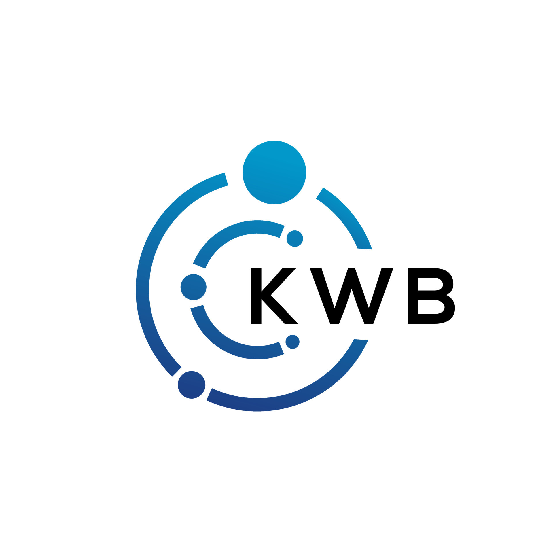 Diseño de logotipo de tecnología de letras kwb sobre fondo blanco. kwb creative initials letter ...