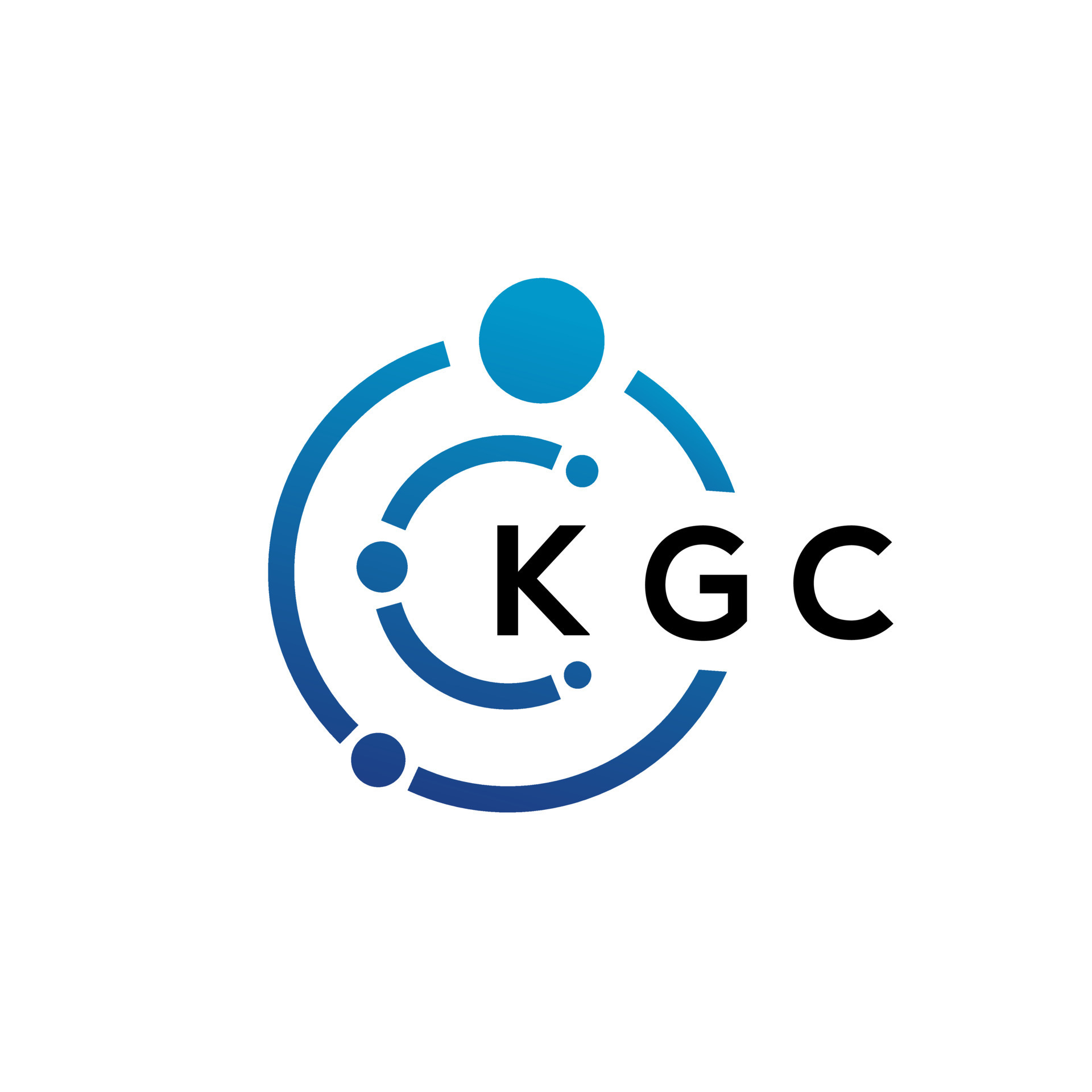 Diseño de logotipo de tecnología de letras kgc sobre fondo blanco. kgc letras iniciales ...