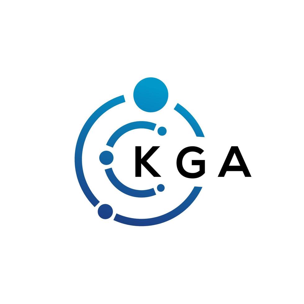 diseño de logotipo de tecnología de letra kga sobre fondo blanco. Kga letras iniciales creativas ...