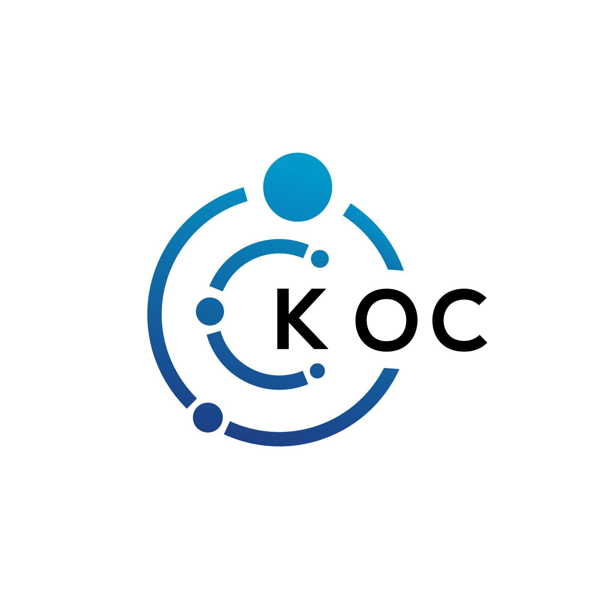 KOC letter technology logo design on white background. KOC creative initials letter IT logo ...