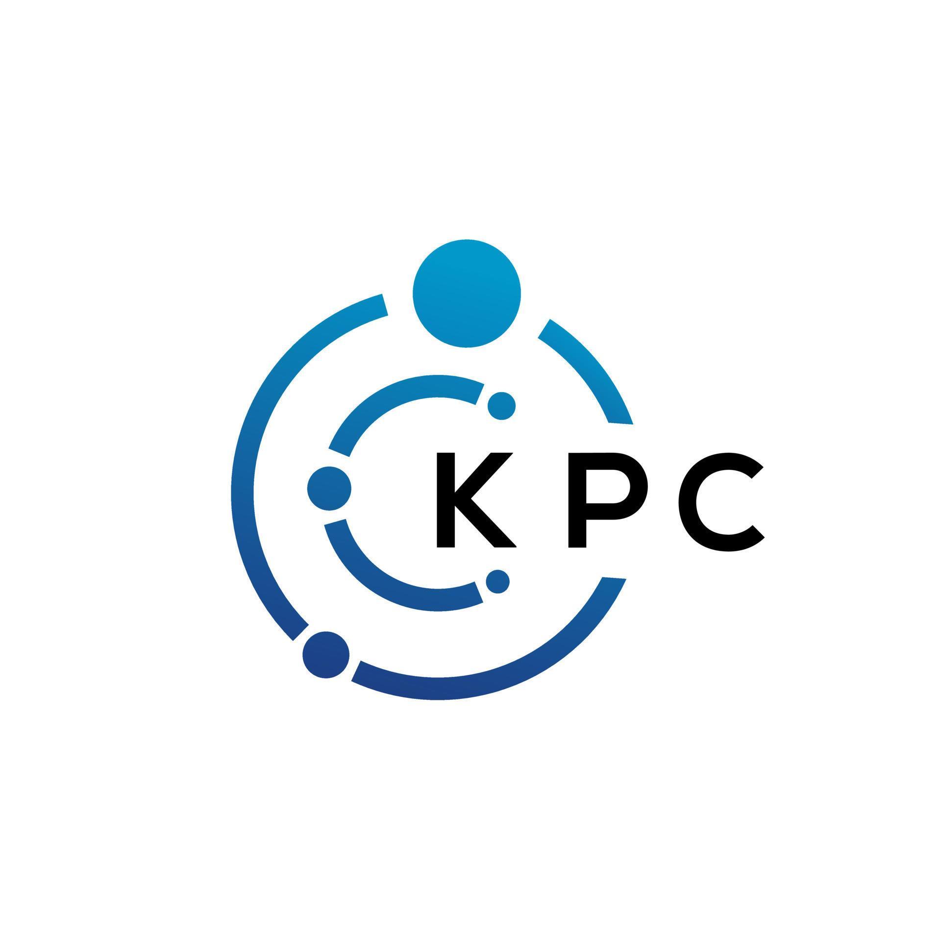 diseño de logotipo de tecnología de letras kpc sobre fondo blanco. concepto de logotipo de kpc ...
