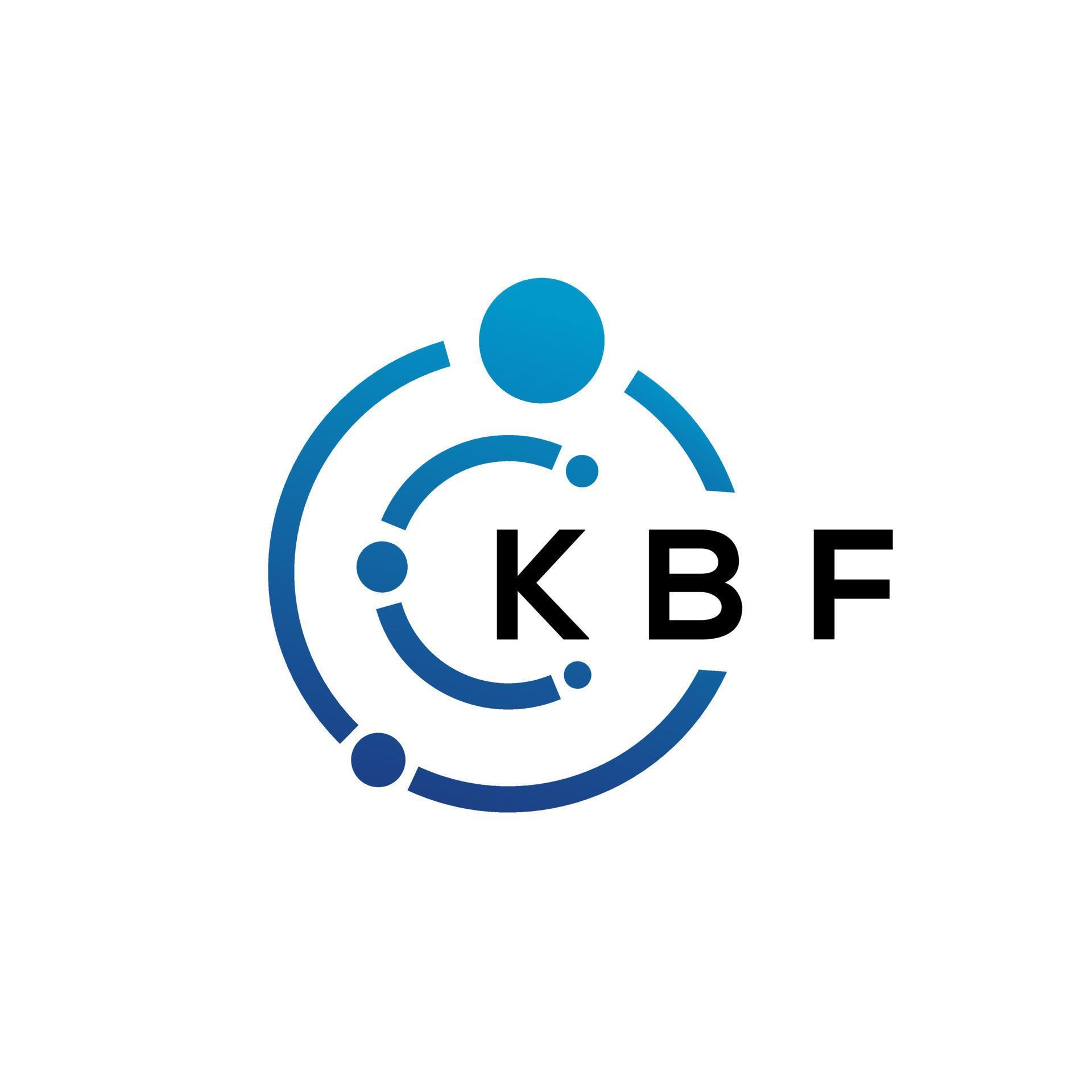 Diseño de logotipo de tecnología de letras kbf sobre fondo blanco. kbf letras iniciales ...
